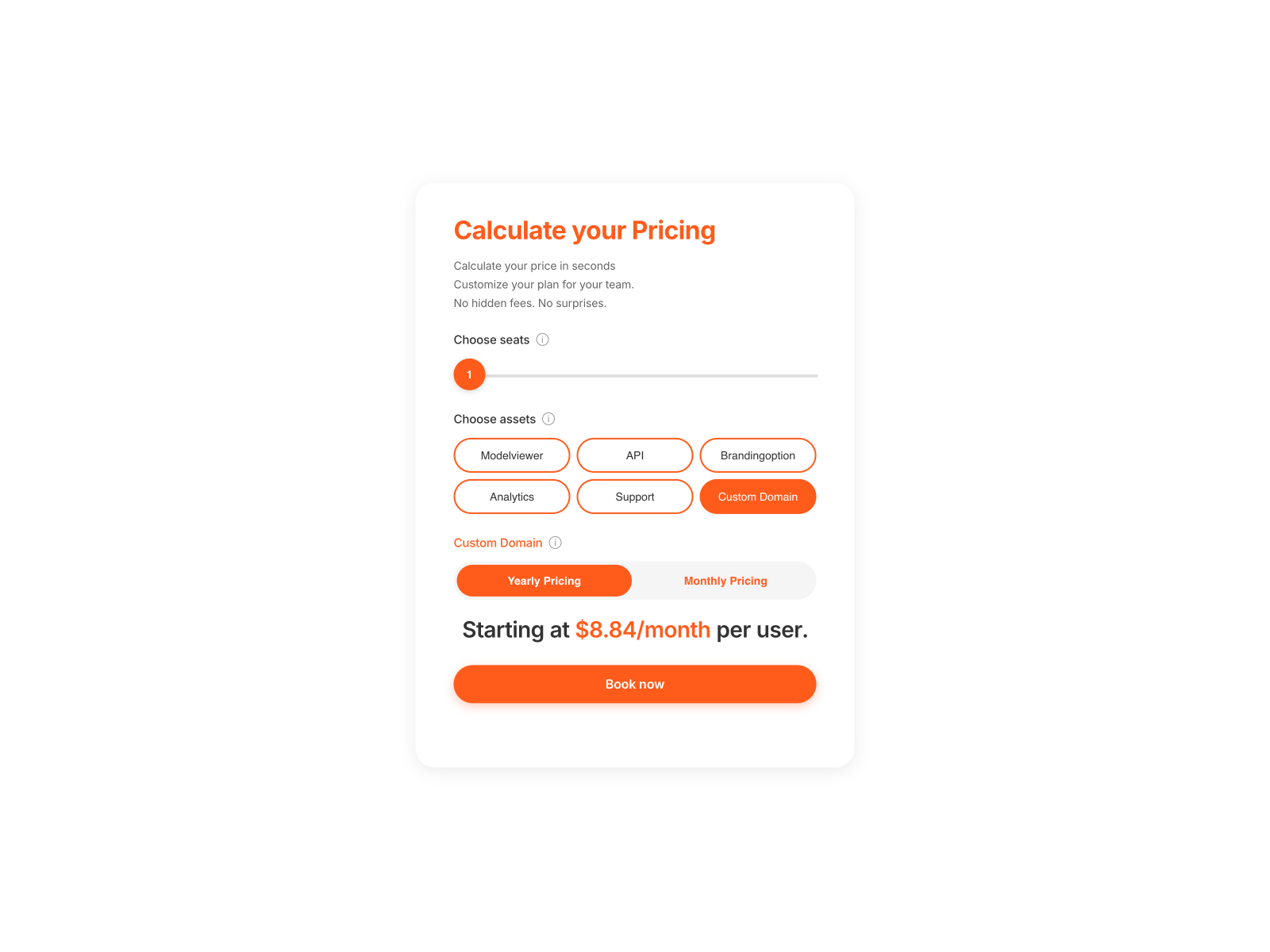 PriceCalculator Card: Premium UI Component by Chris Lacorte — Framer ...