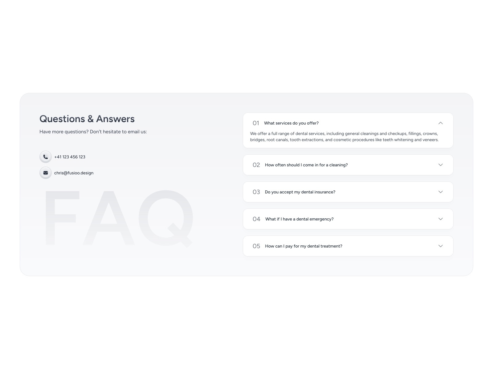FAQ: Free Component by Fusioo Design — Framer Marketplace
