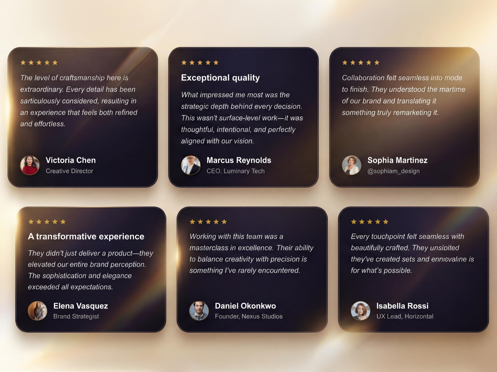 Testimonial Animated: Premium UI Component by Aidan Looker — Framer ...