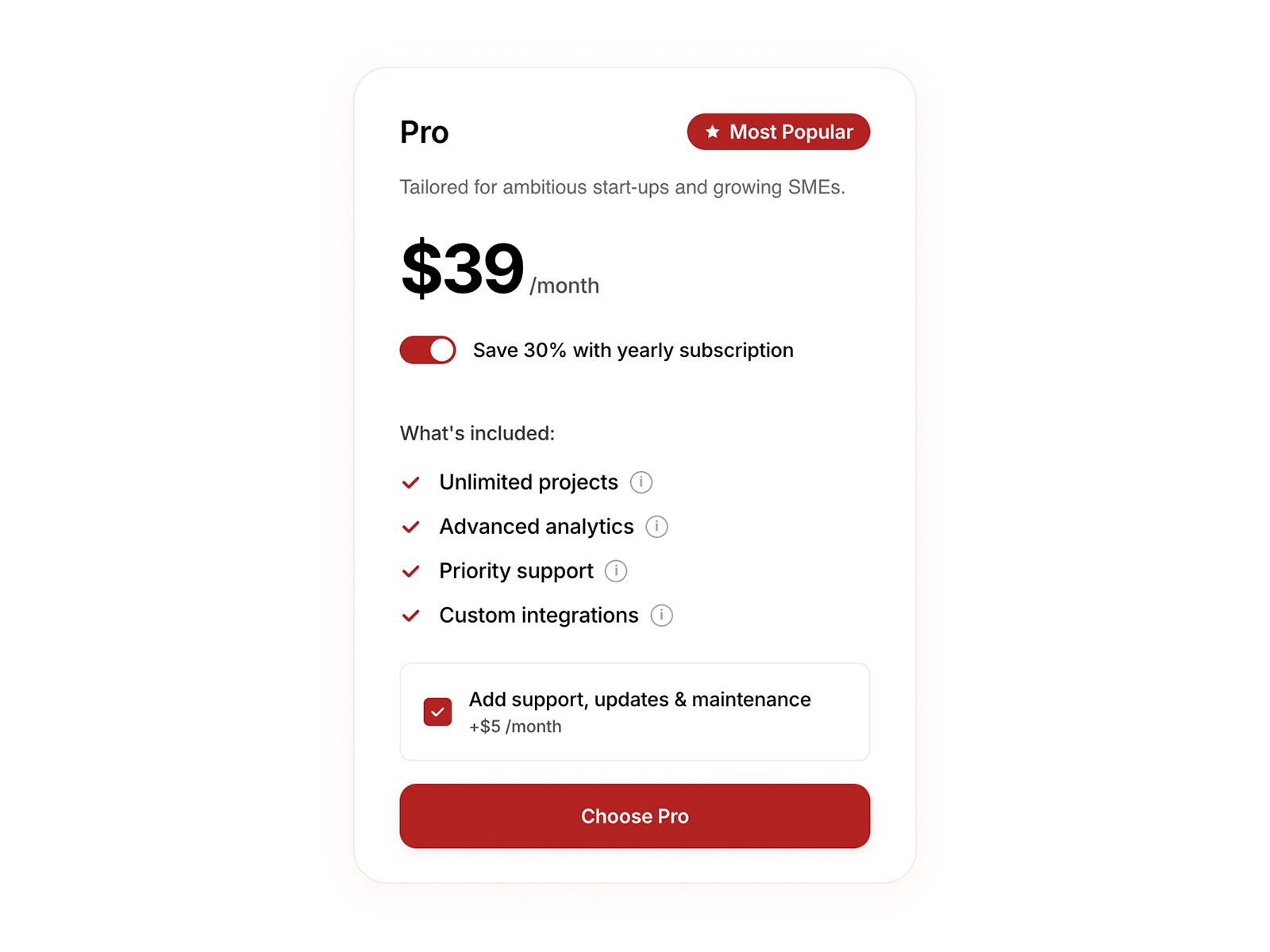 Dynamic Pricing Card: Premium Layout Component by Andrea Villa — Framer ...