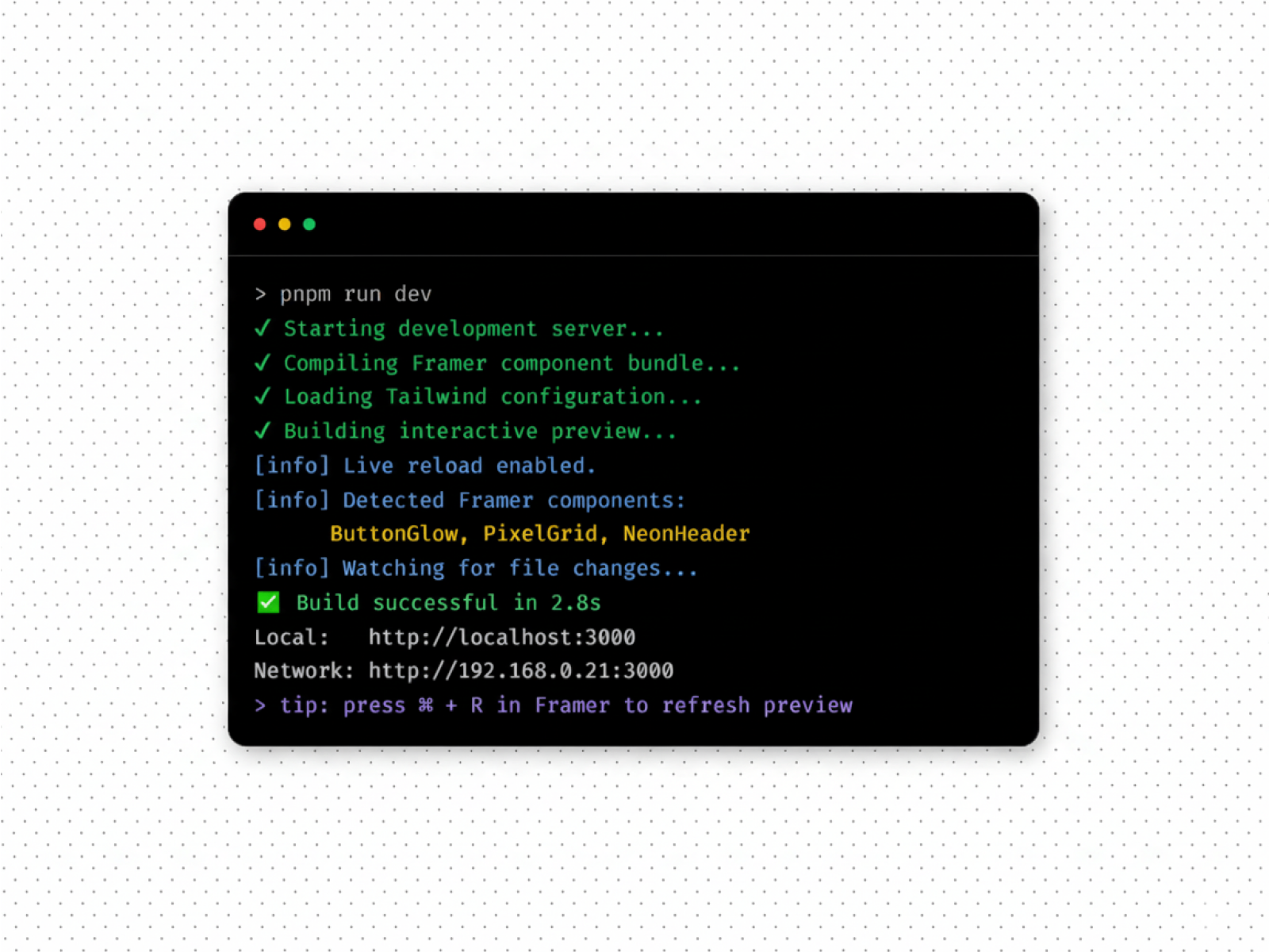 Terminal Demo: Free UI Component by Mohd Mehraj — Framer Marketplace