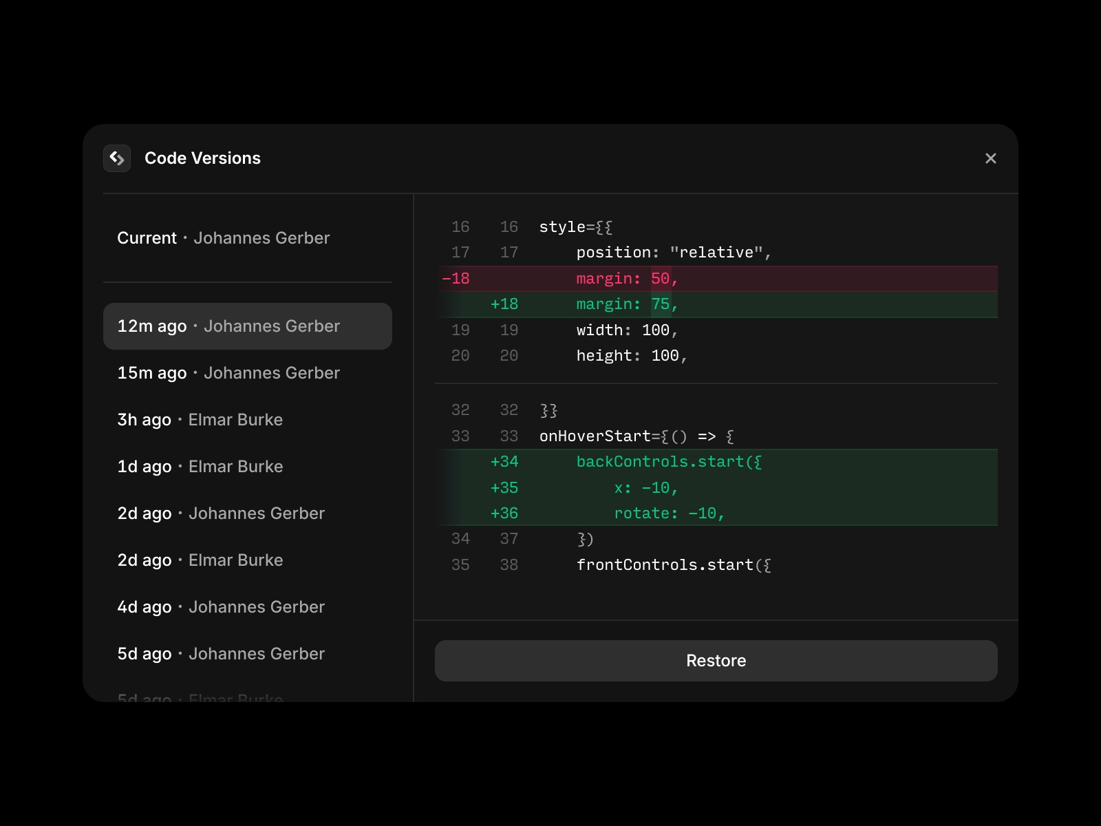 Code Versions — Framer Marketplace