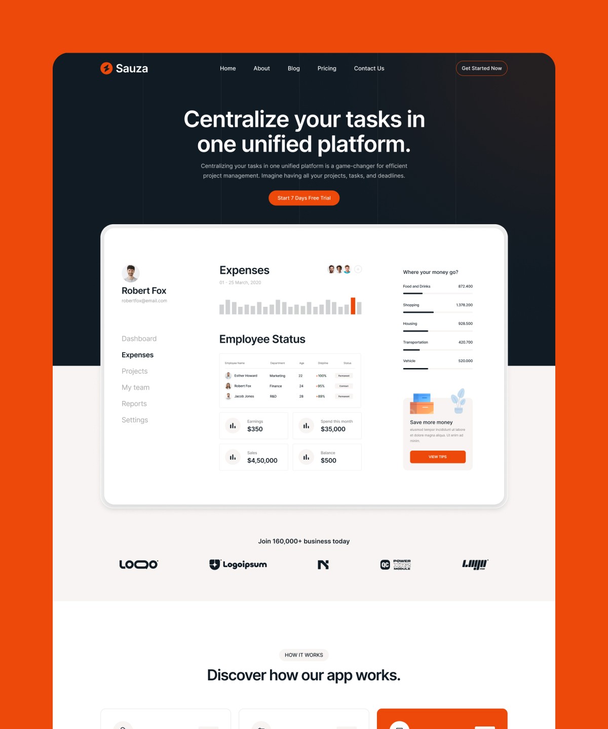 Sauza: Responsive SaaS Website Template by FramerDevs — Framer Marketplace