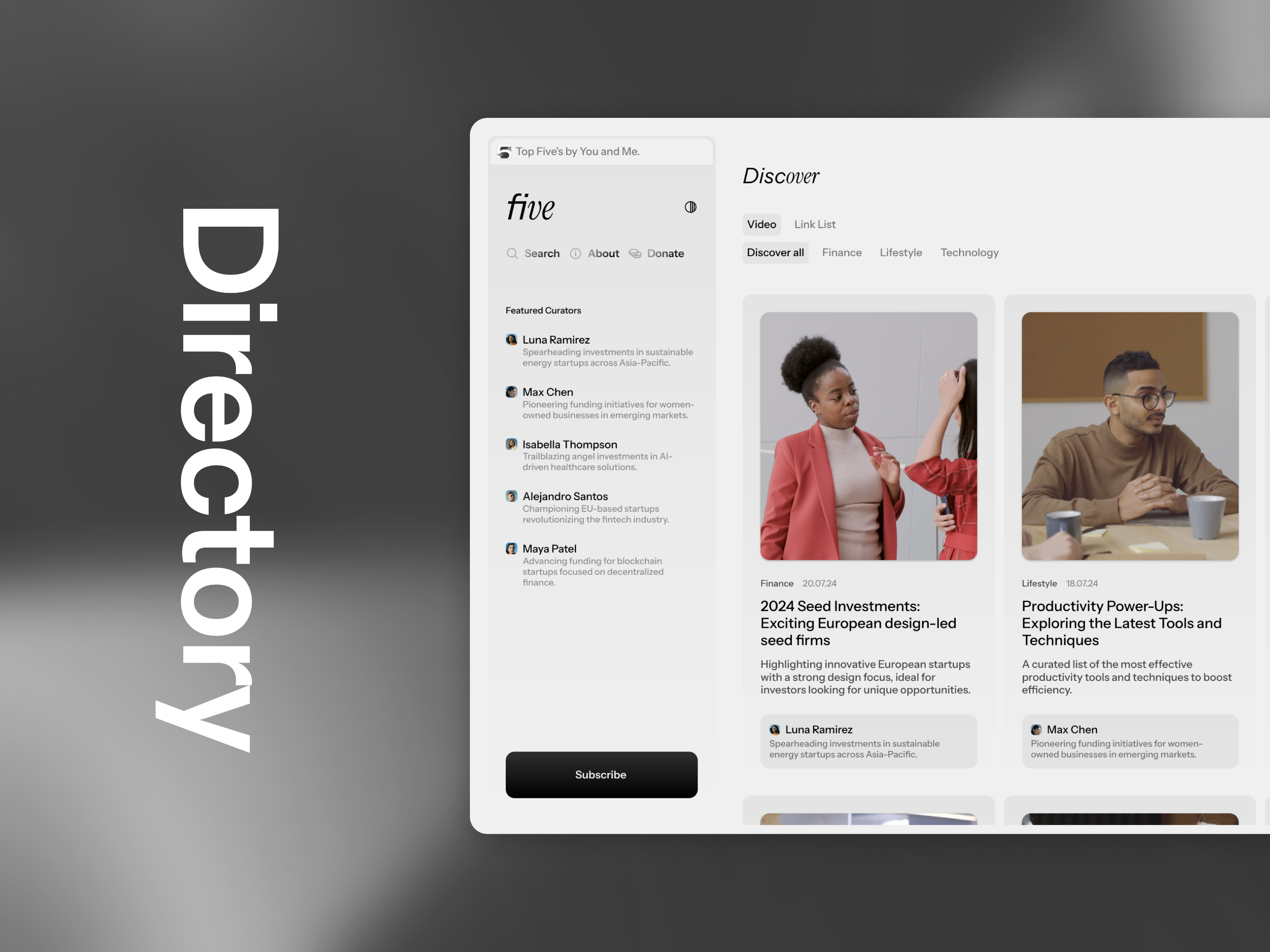 Five: Responsive Blog Website Template by Benjamin Libor — Framer ...
