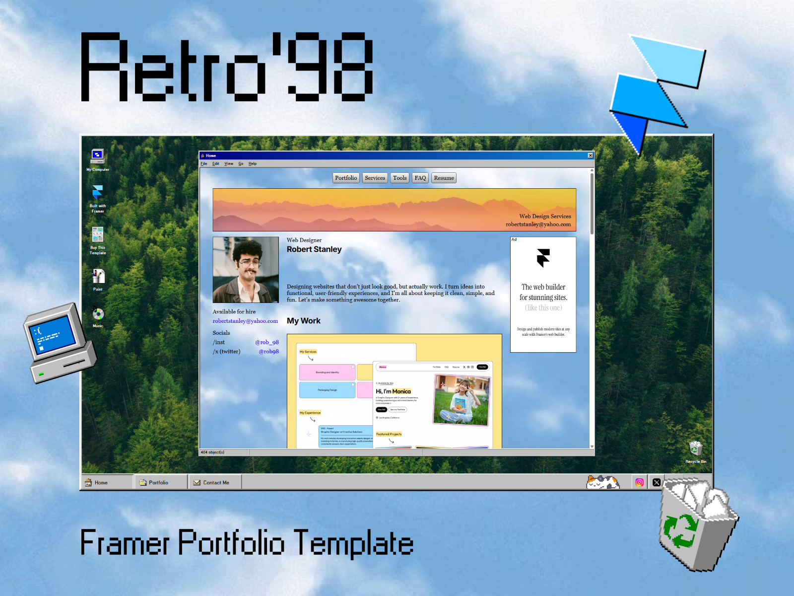 Retro'98: Responsive Personal Website Template by Nick404 — Framer ...