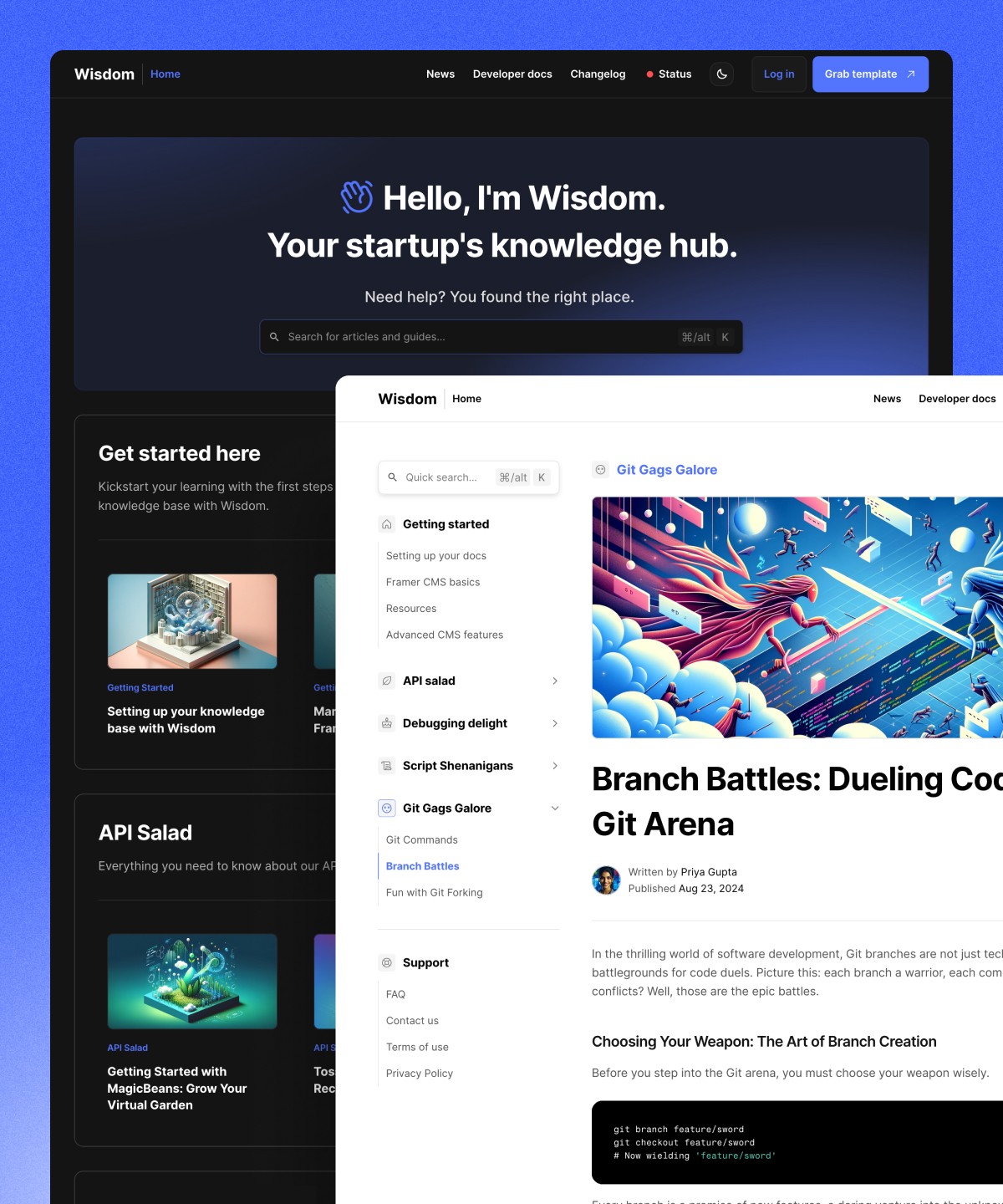 Wisdom: Responsive Blog Website Template by Omar Farook — Framer ...