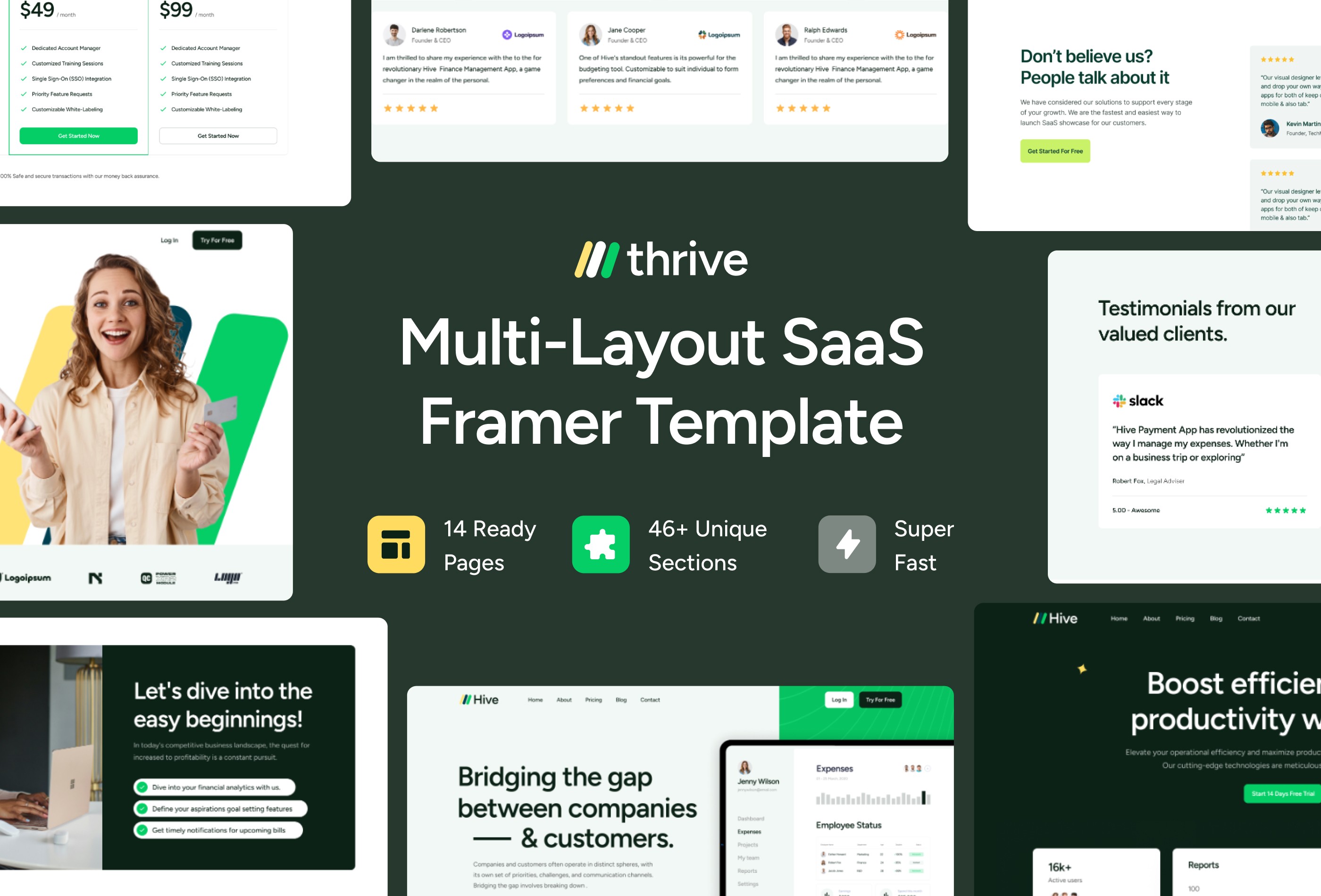 Thrive: Responsive Business Website Template by Framerbite — Framer ...