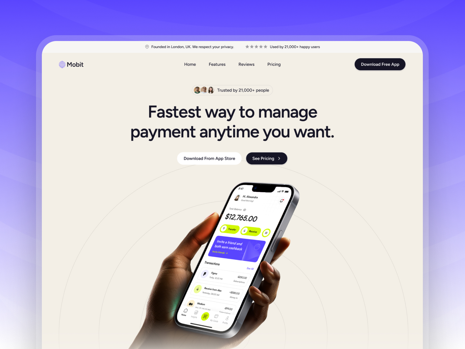 Mobit: Responsive Landing Page Website Template by Framerbite — Framer ...
