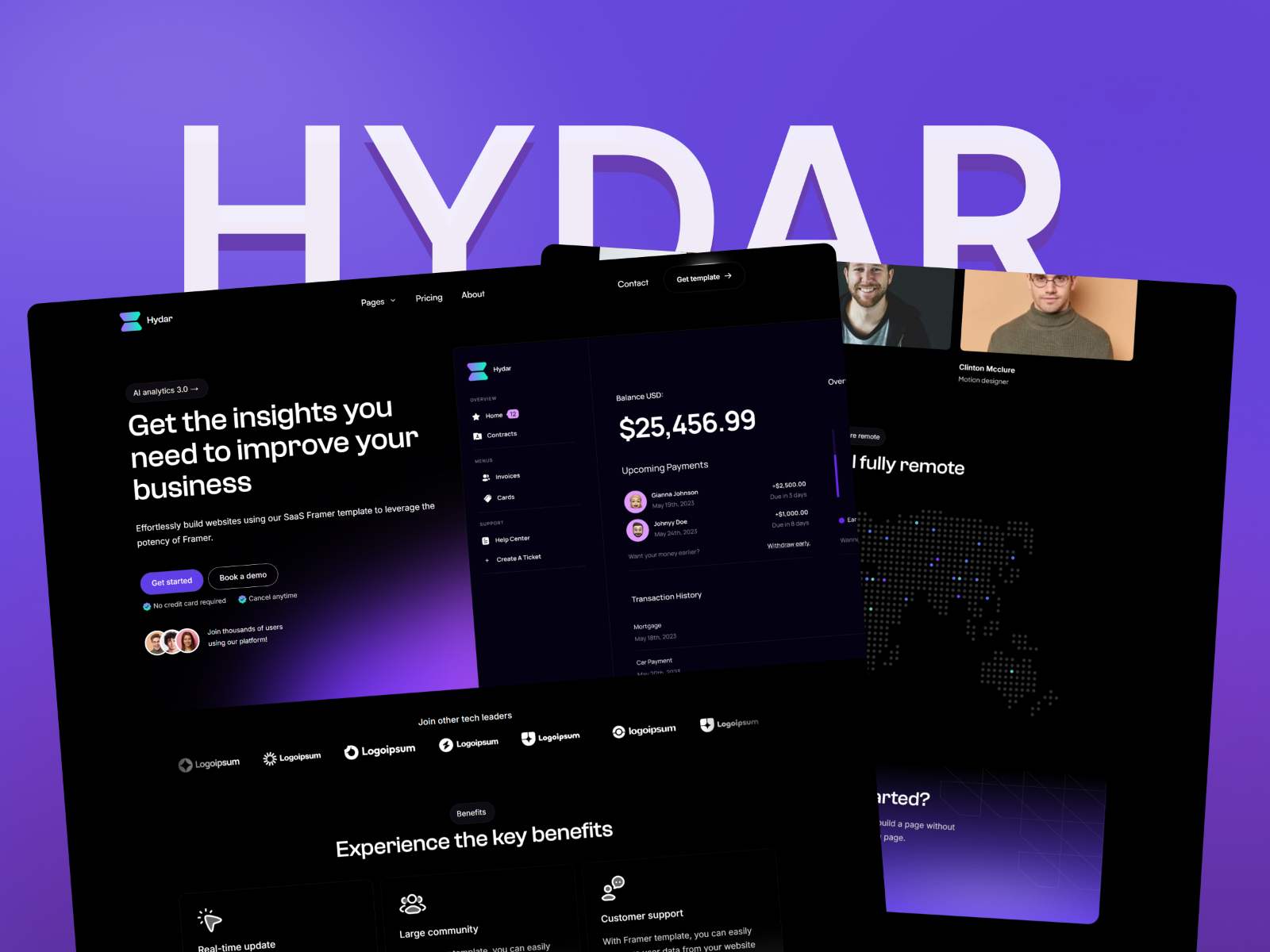 Hydar: Free Startup Website Template by Amjad baig — Framer Marketplace