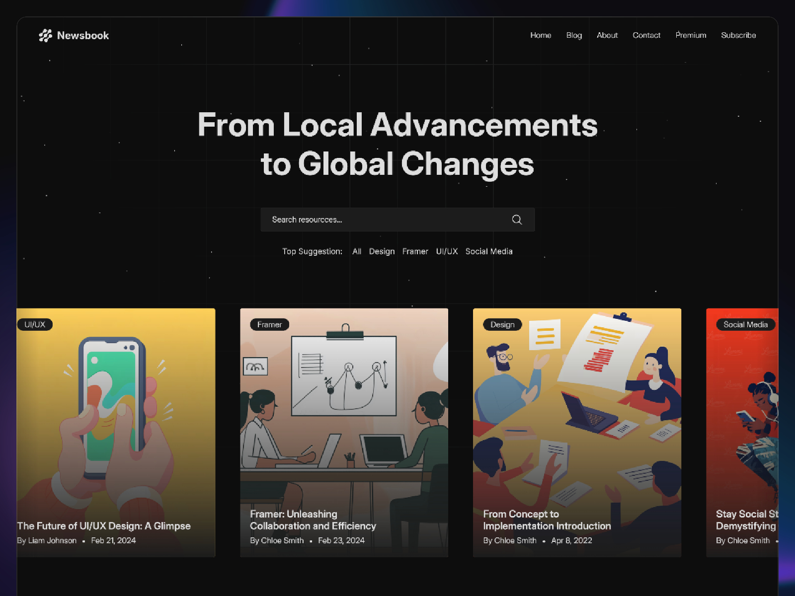 Newsbook: Free Blog Website Template by Moise — Framer Marketplace
