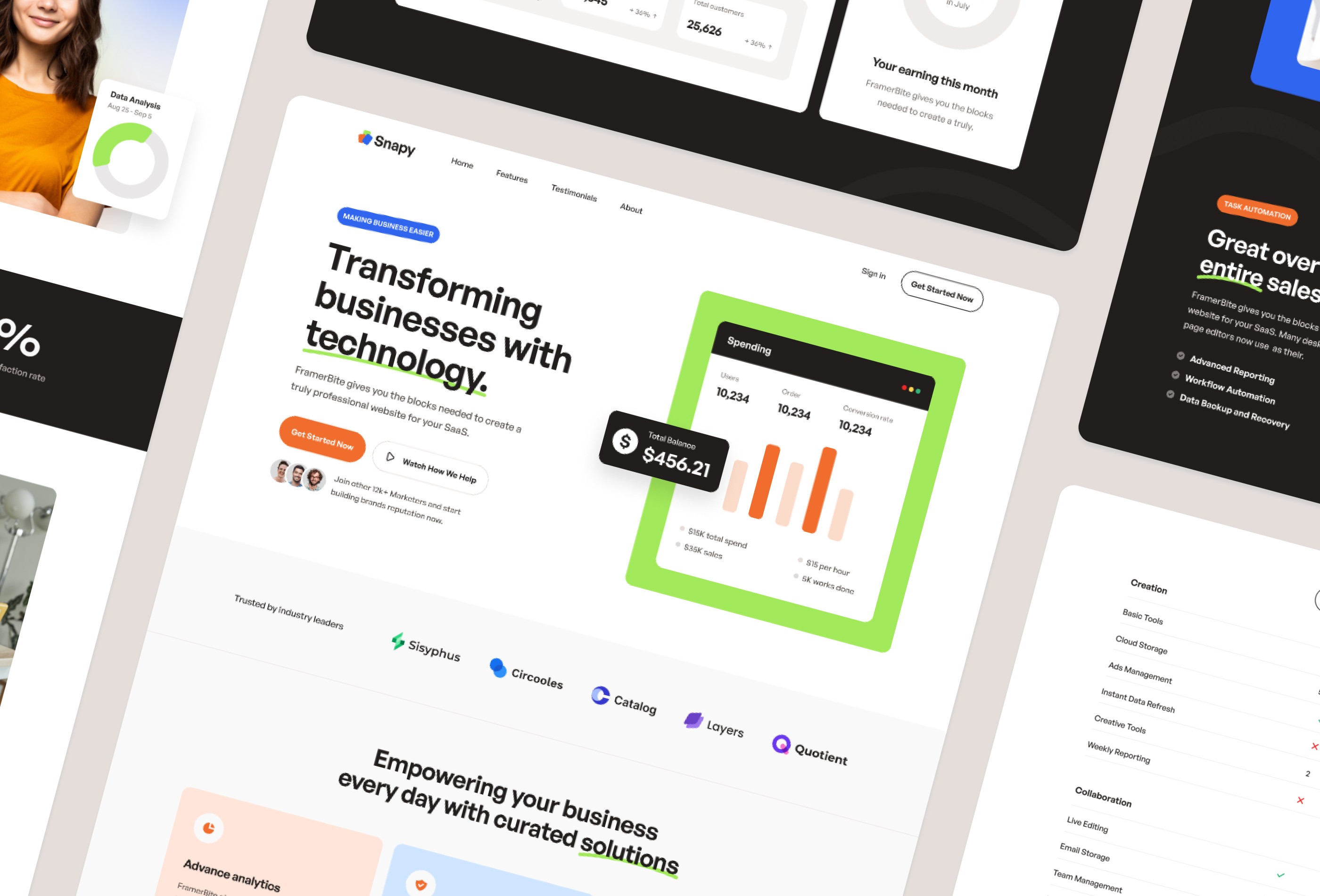 Snapy: Responsive Business Website Template by Framerbite — Framer ...