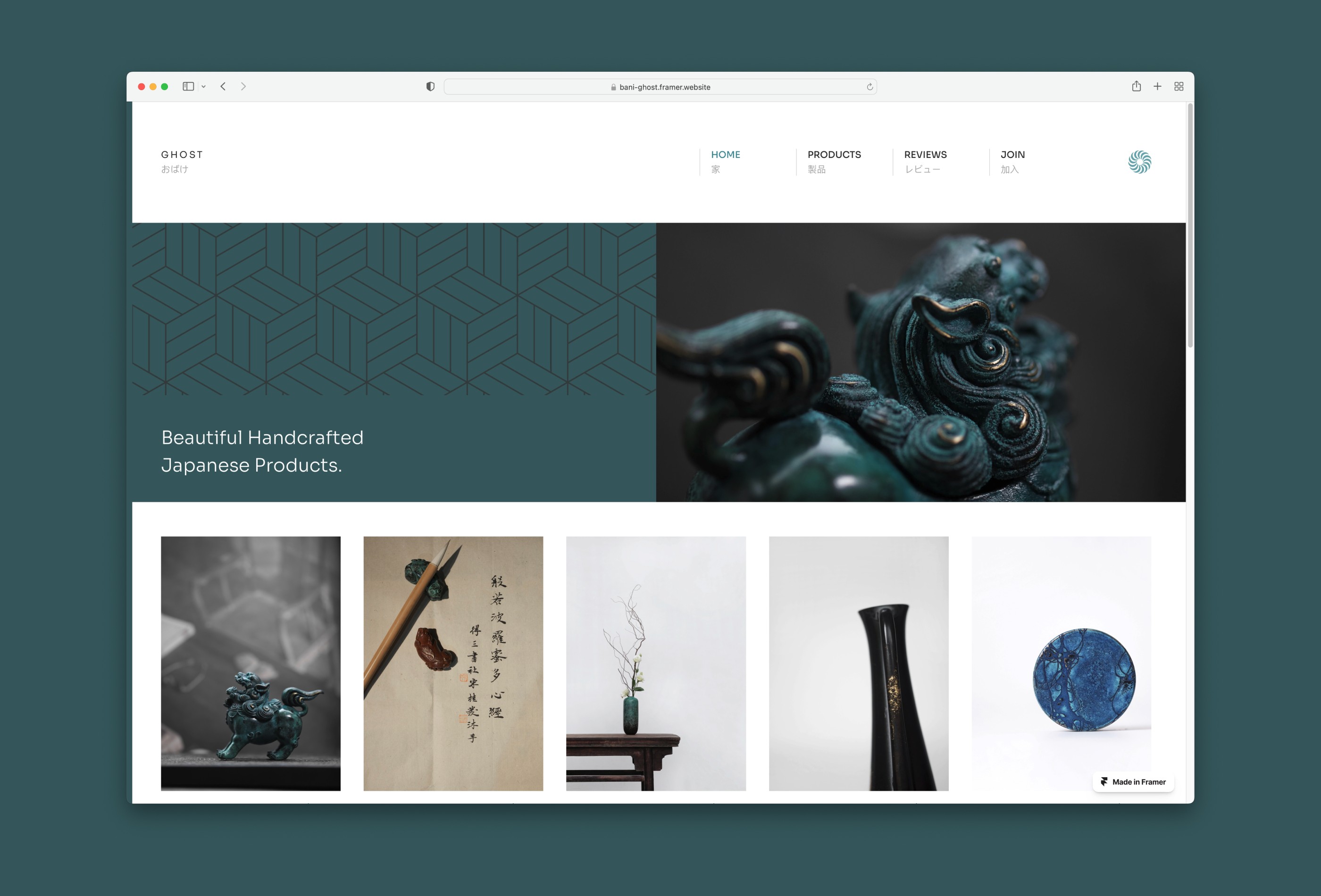 Ghost: Responsive Ecommerce Website Template by Bani — Framer Marketplace