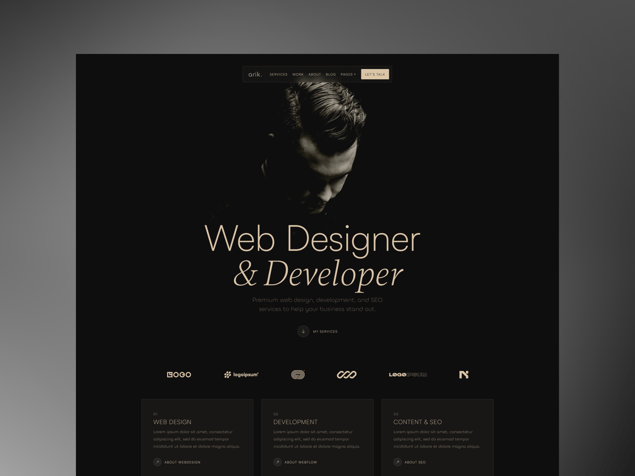 Arik: Free Portfolio Website Template by Pawel Gola — Framer Marketplace