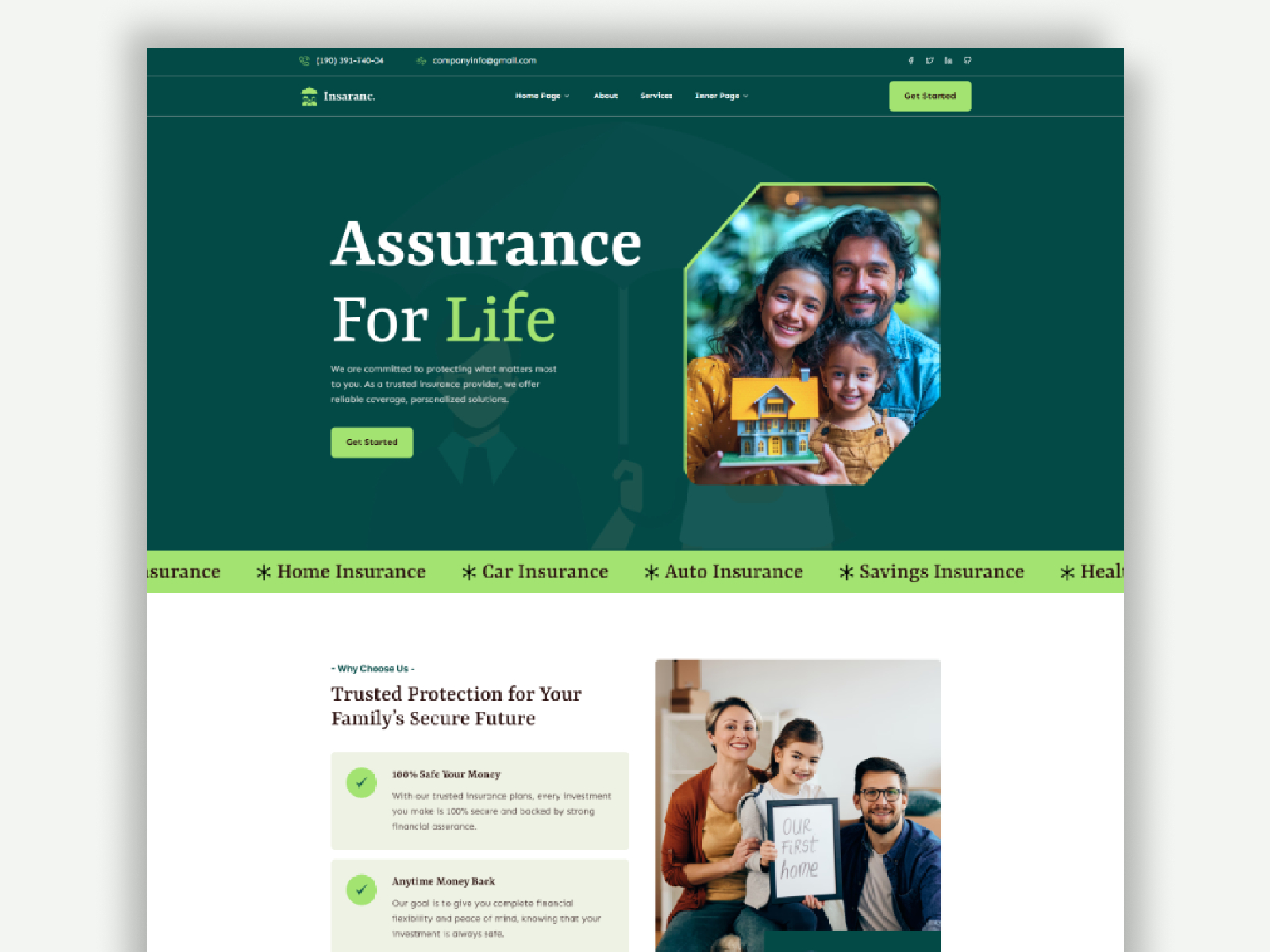 Insurances: Responsive Insurance Website Template by Framerbucket ...