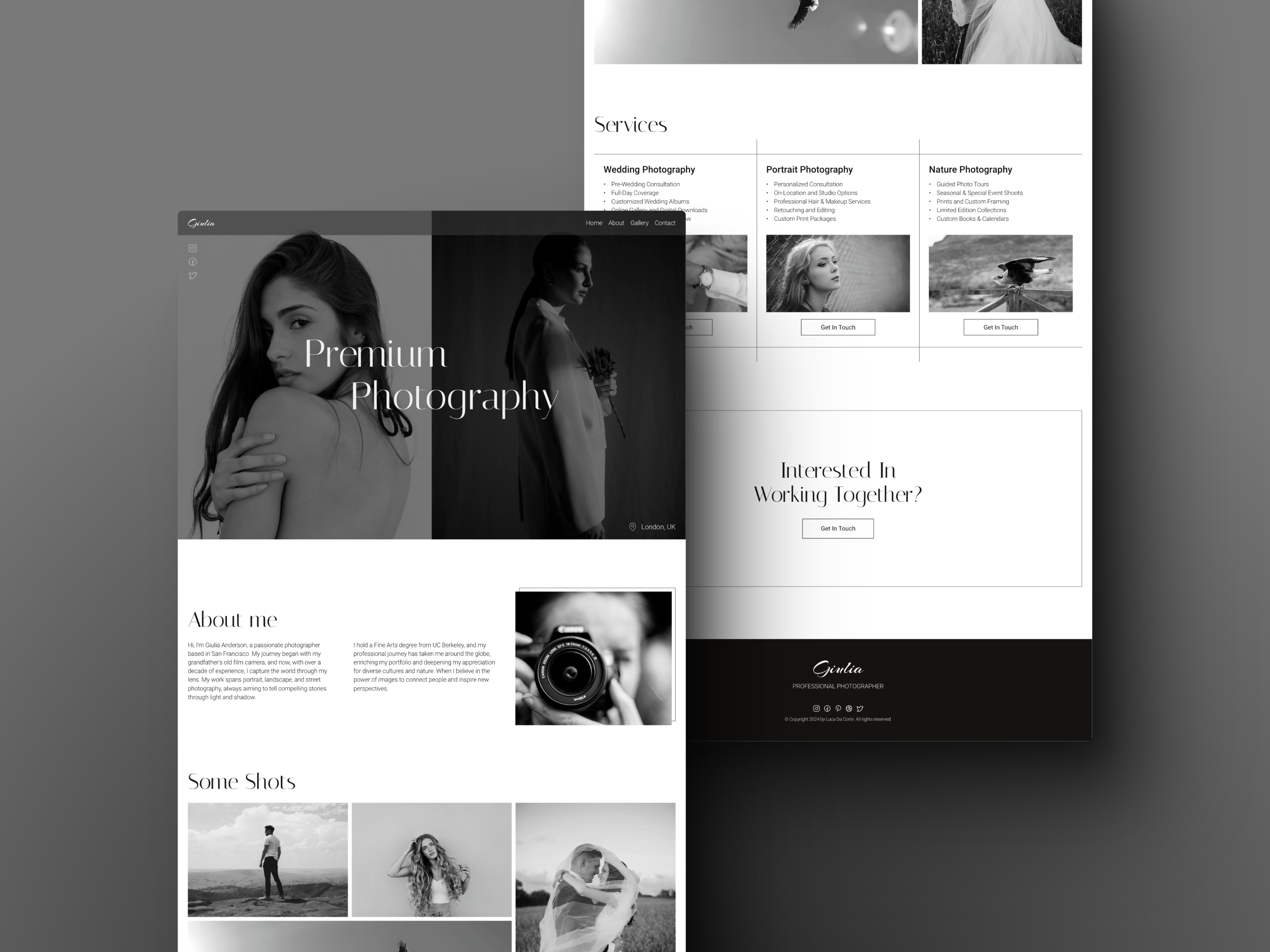 Fotografia: Free Photography Website Template by Luca Da Corte — Framer ...
