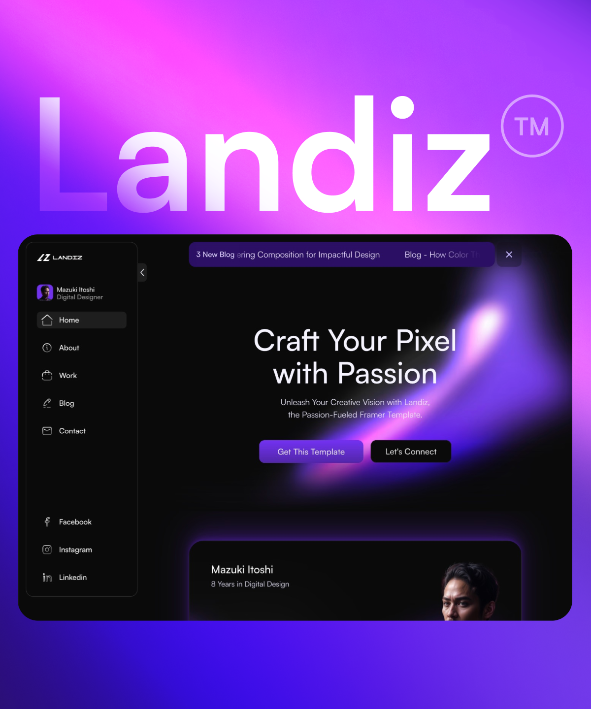 Landiz: Responsive Business Website Template by Zaim Asri — Framer ...