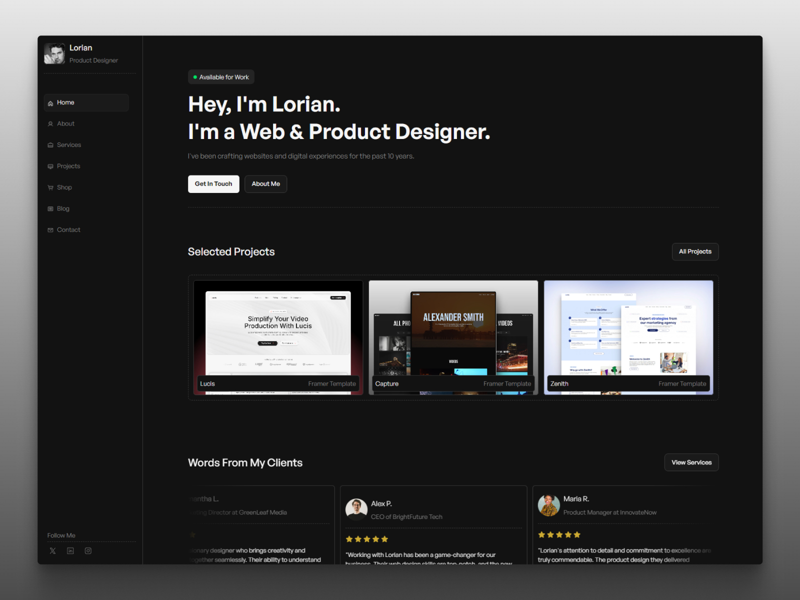 Kuro : Free Personal Website Template by Thaer Swailem — Framer Marketplace