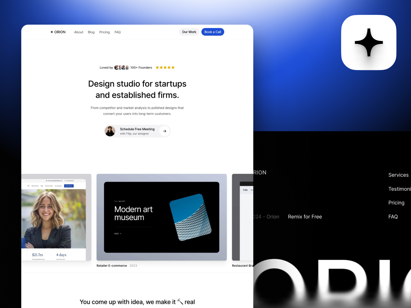 Orion: Free Portfolio Website Template by Filip Gadziński — Framer Marketplace