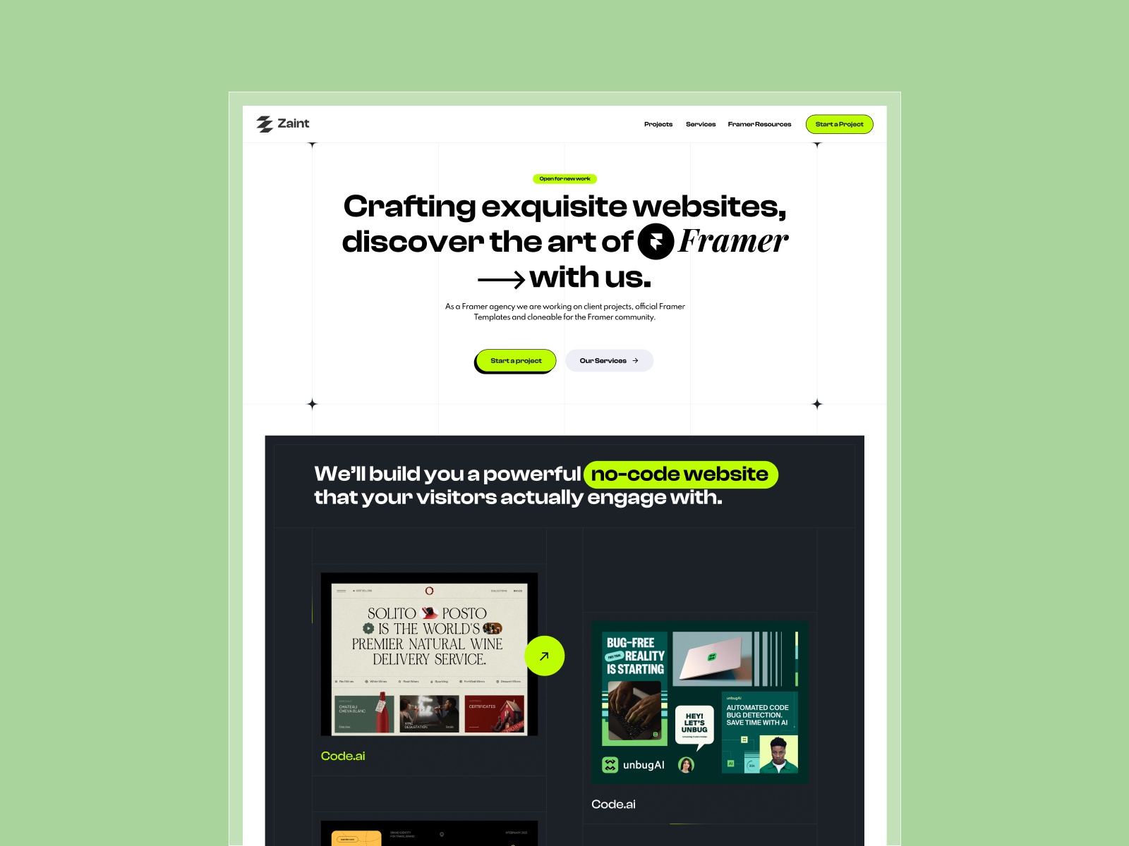 Zaint: Responsive Portfolio Website Template by OneFramer — Framer Marketplace