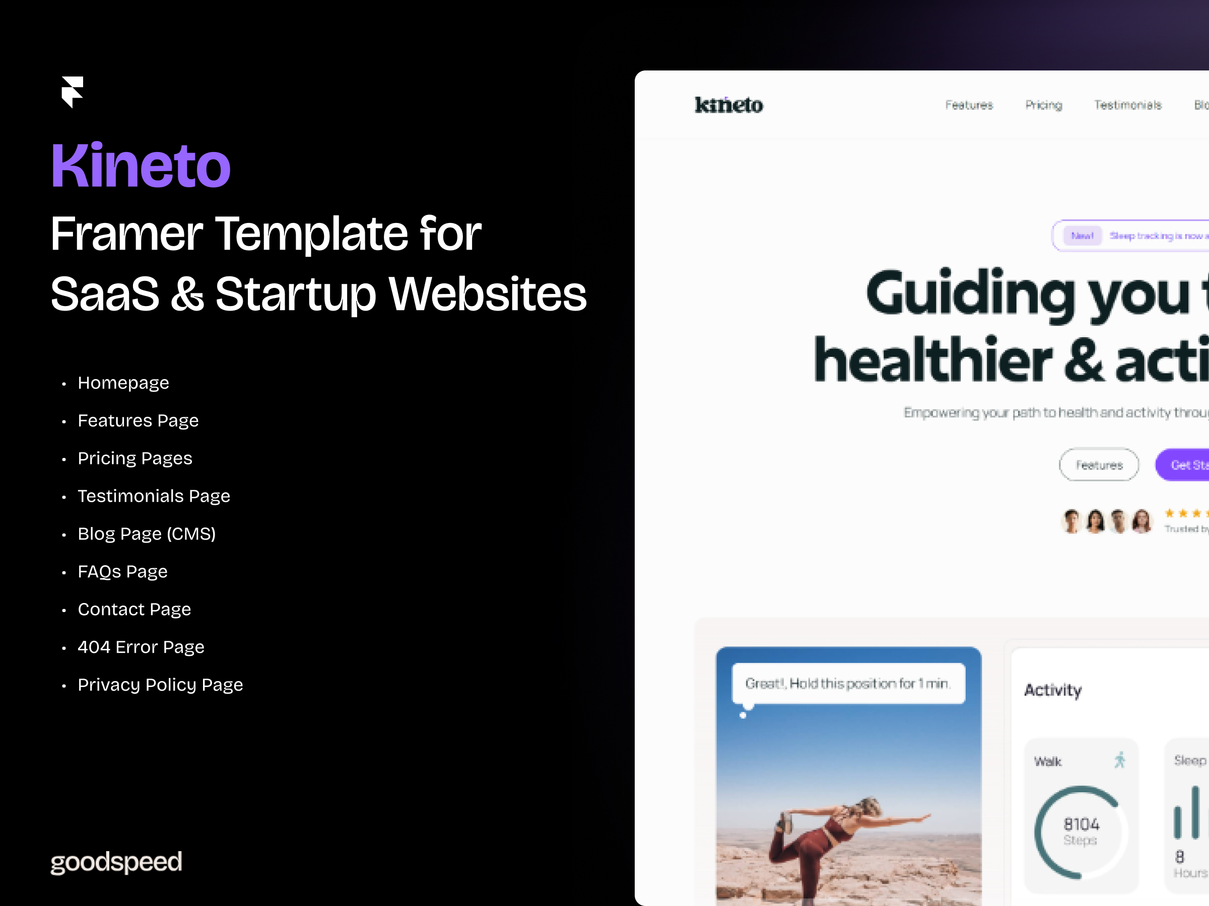 Kineto: Free Health Website Template by Goodspeed — Framer Marketplace