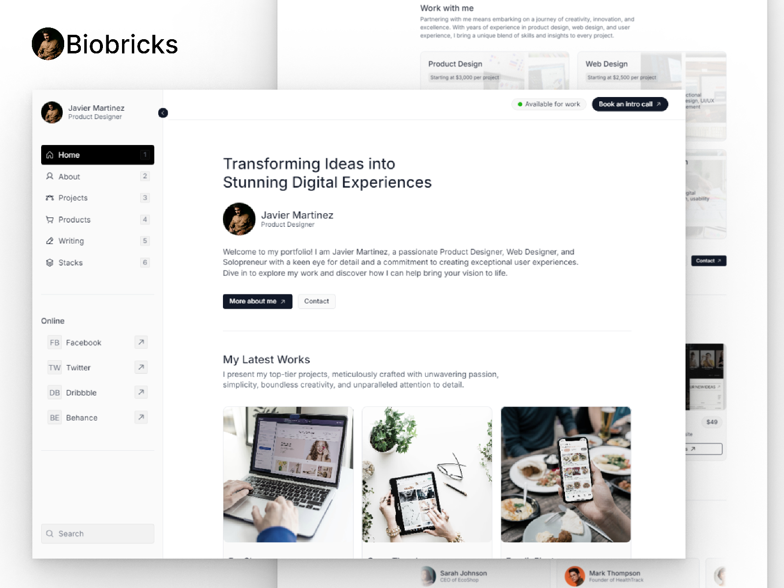 Biobricks: Free Personal Website Template by Framebrick — Framer ...