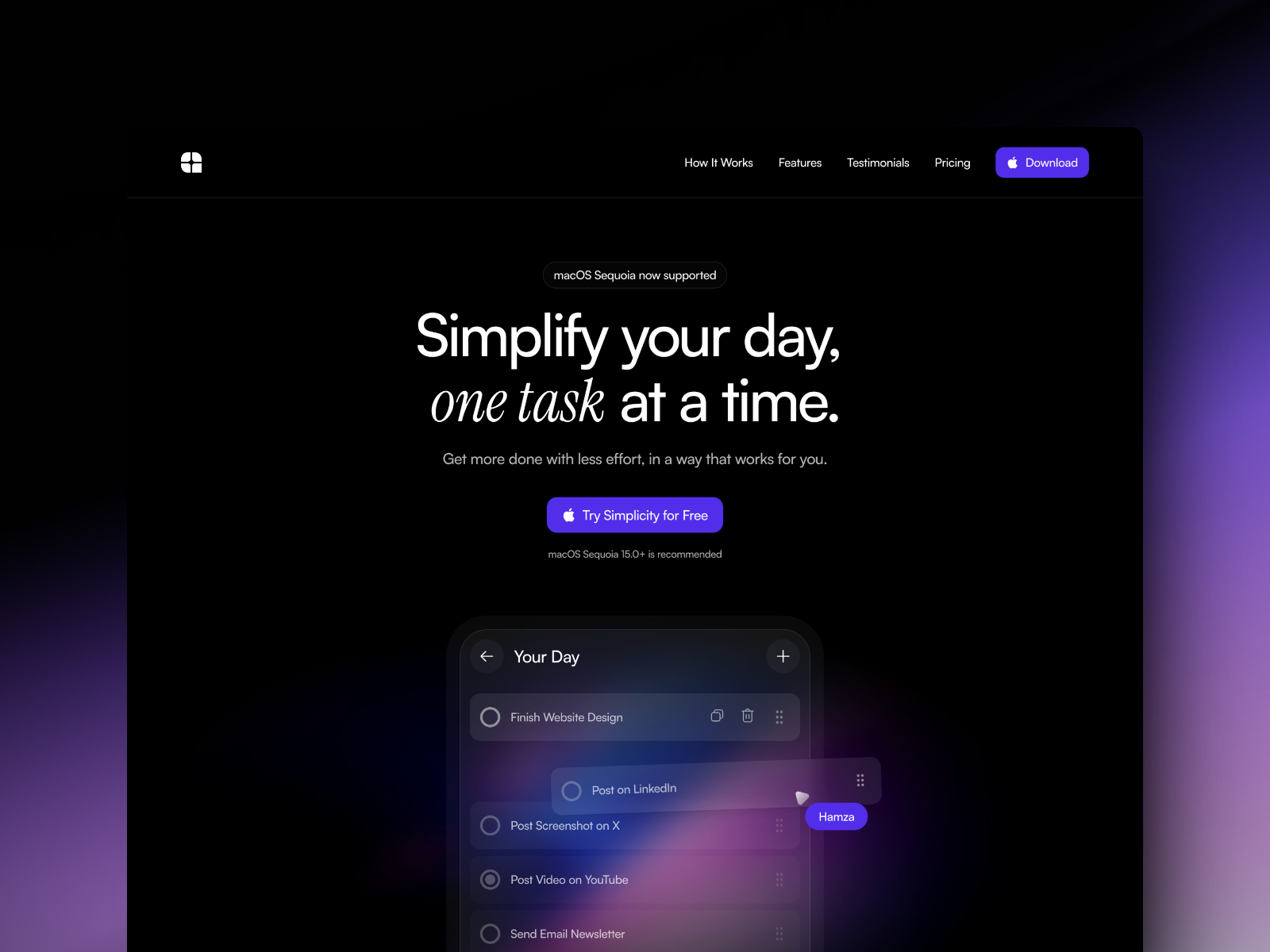 Simplicity: Free App Website Template by Hamza Ehsan — Framer Marketplace