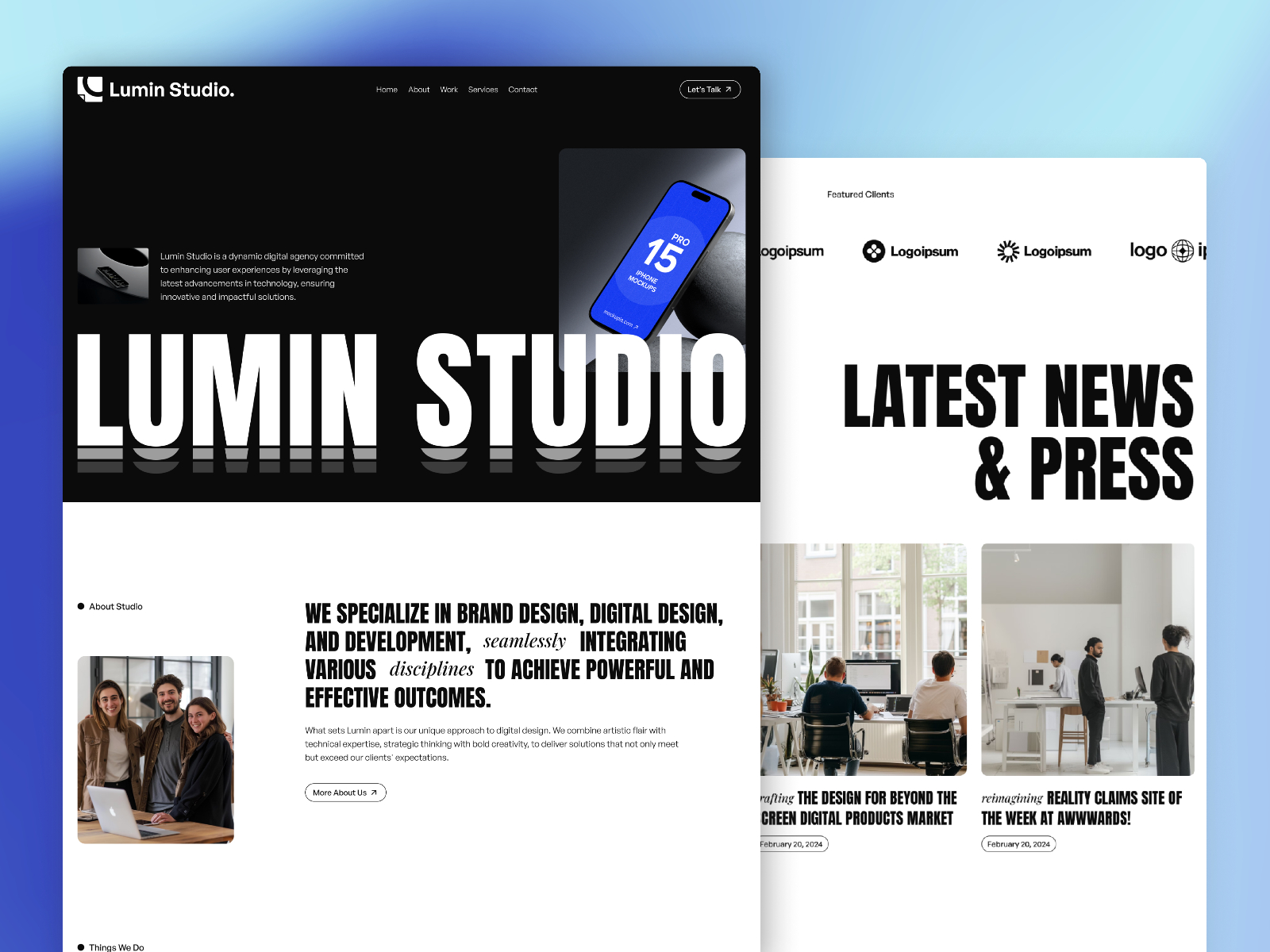 Lumin Studio: Responsive Portfolio Website Template by Grabui Library — Framer Marketplace