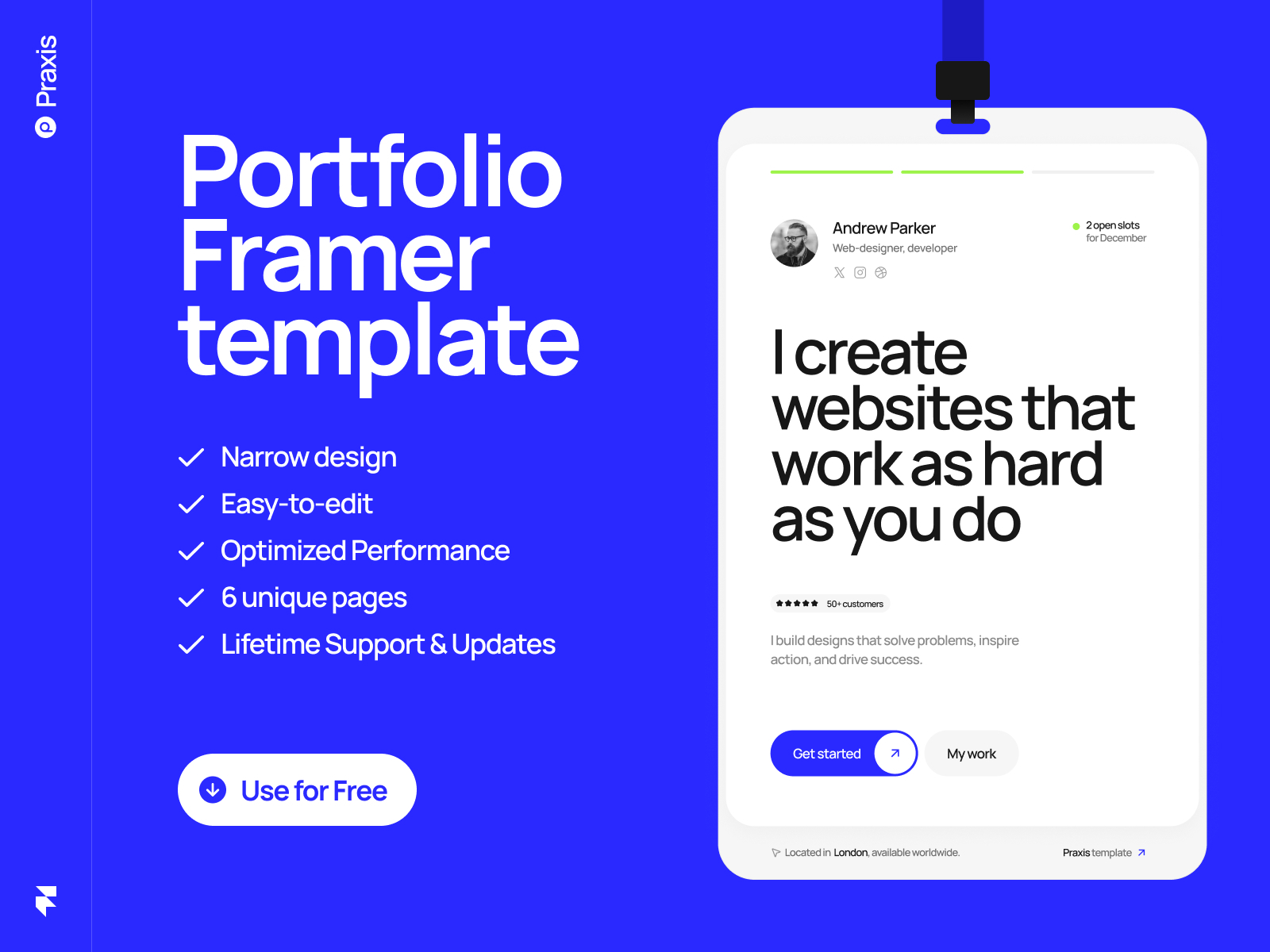 Praxis: Free Portfolio Website Template by Anatolii Dmitrienko — Framer ...