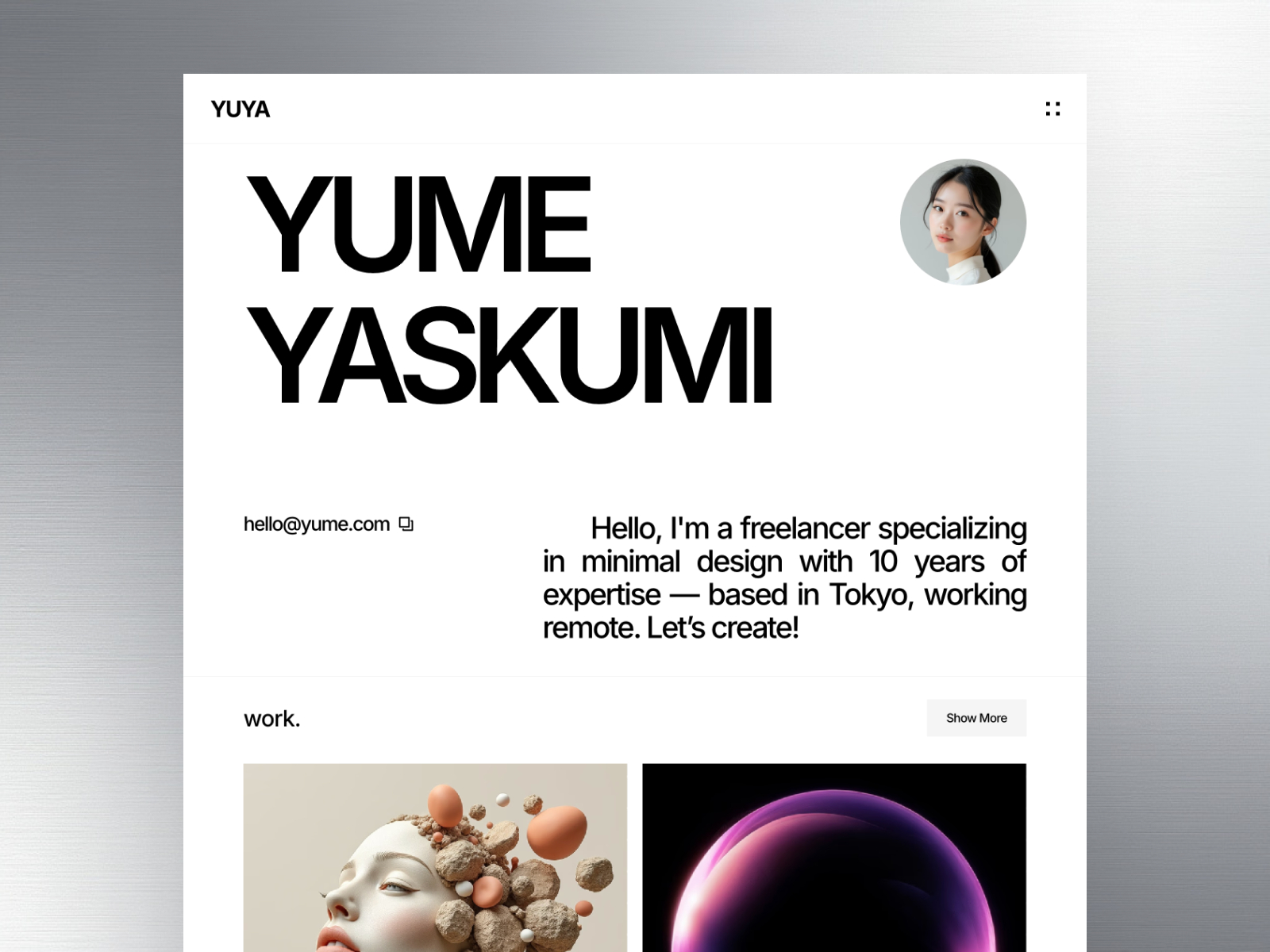 YUYA: Free Portfolio Website Template by Peter Hodak — Framer Marketplace