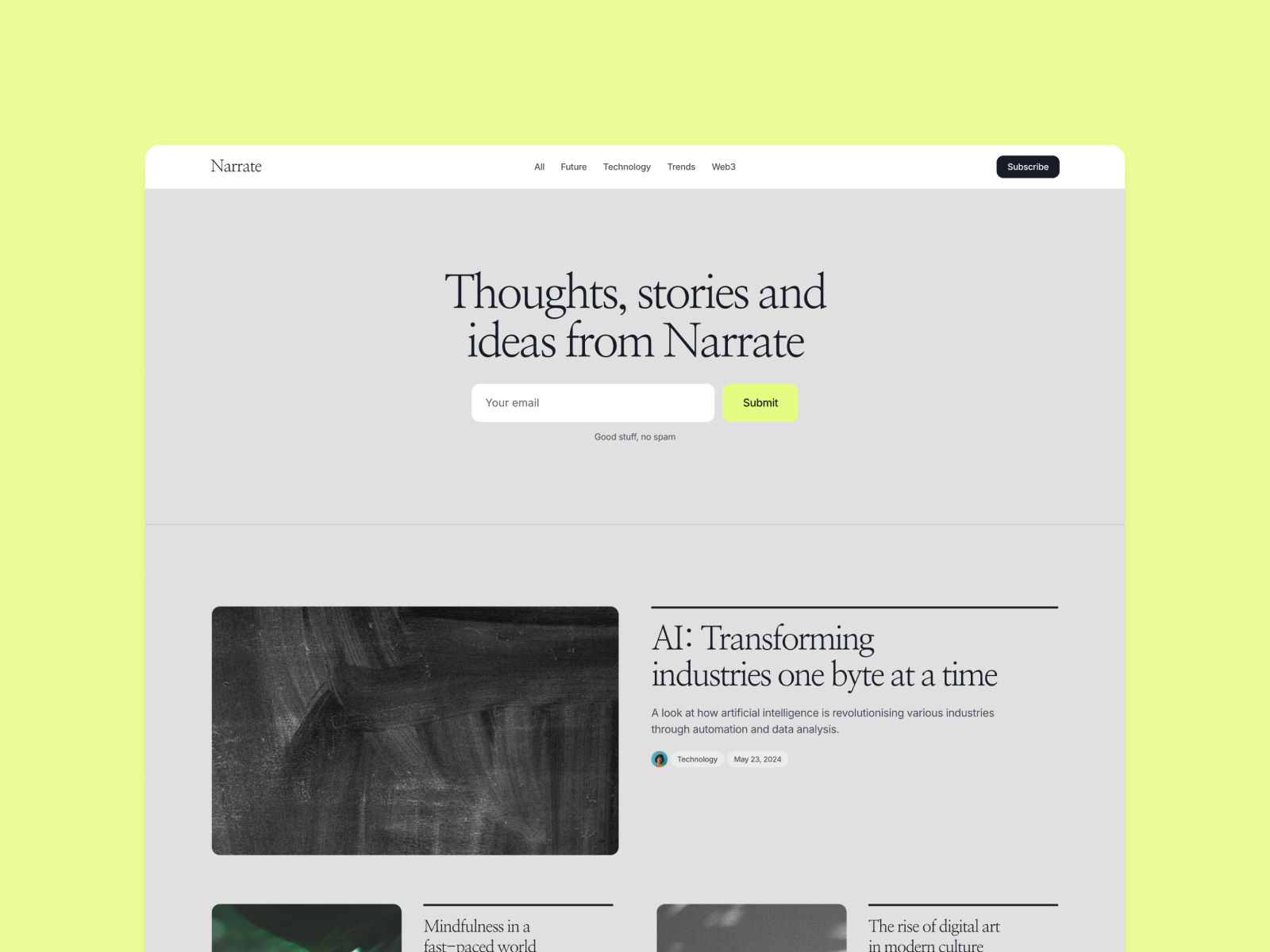 Narrate: Responsive Blog Website Template by Bryn Taylor — Framer ...