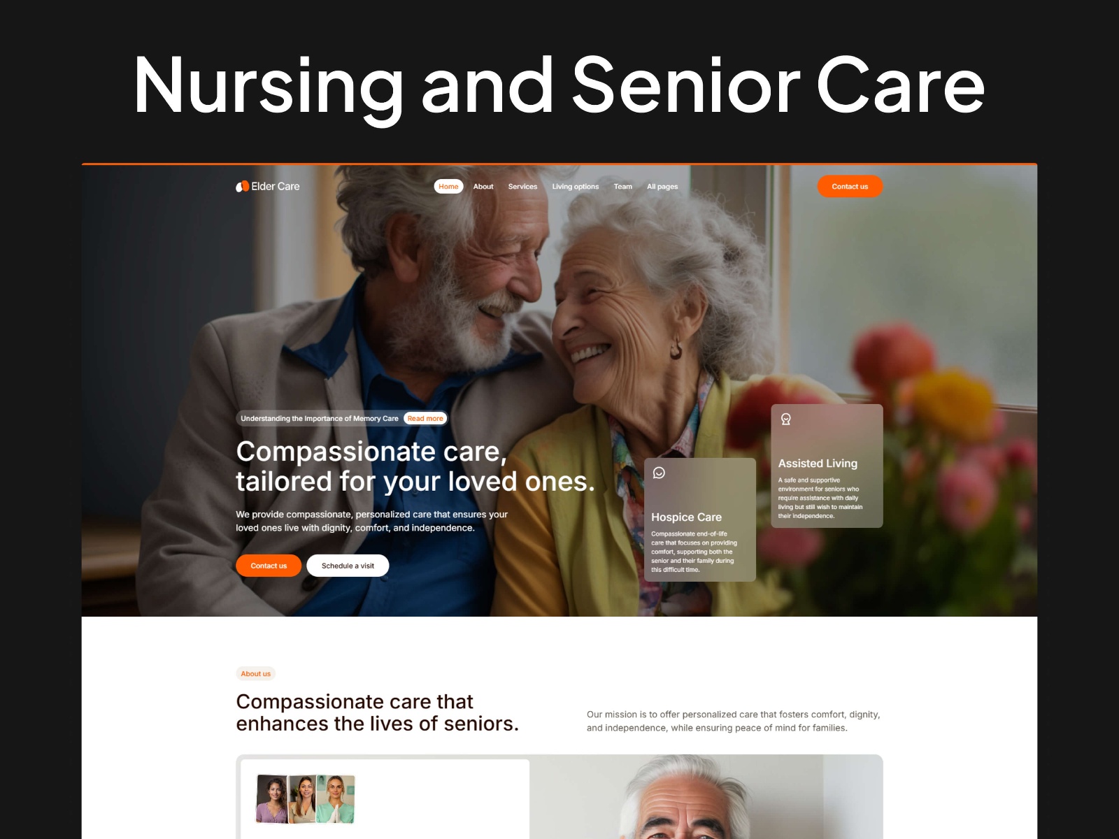Elder Care: Responsive Health Website Template by fourtwelve — Framer Marketplace
