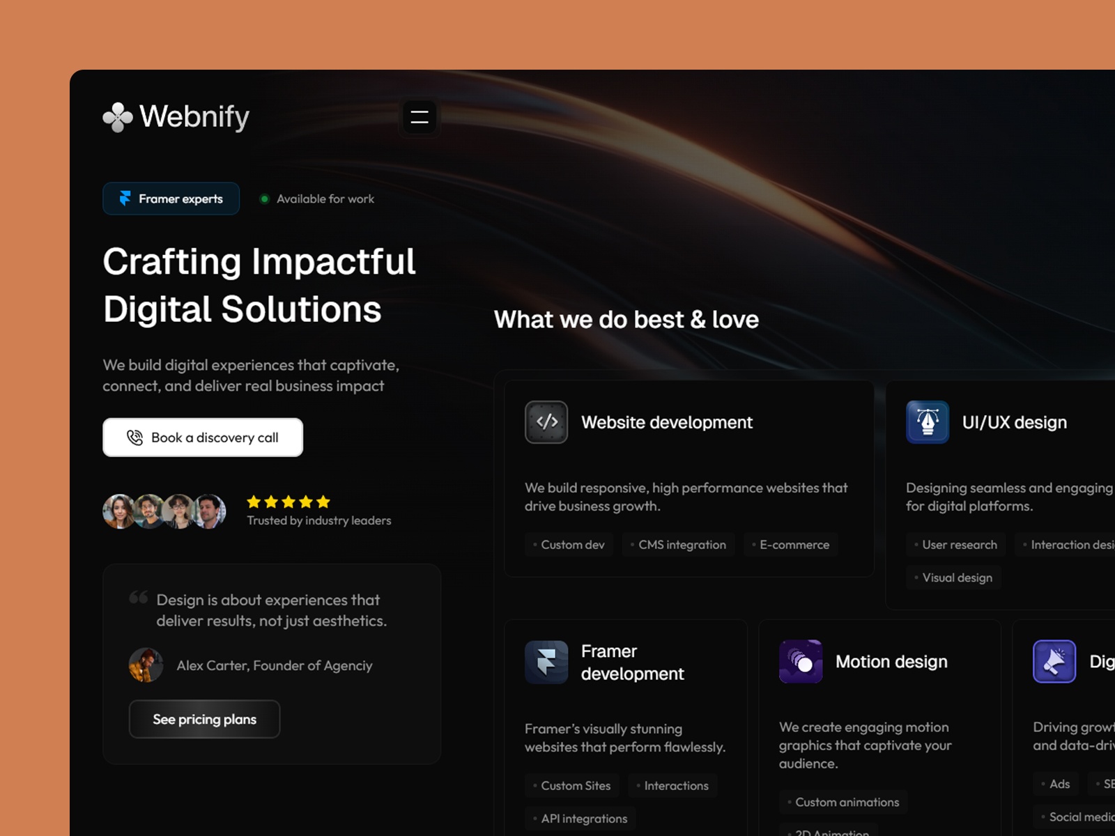 Webnify: Free Portfolio Website Template by Salim from Webestica — Framer Marketplace