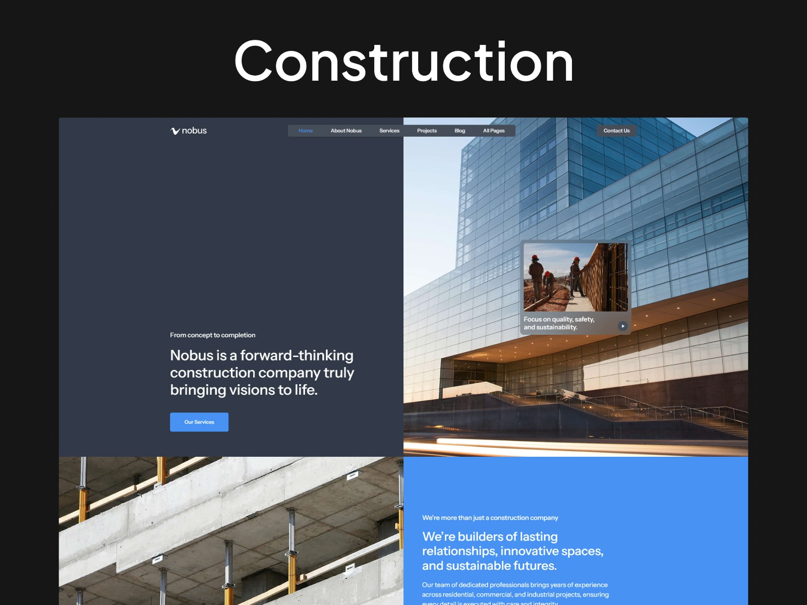 Nobus: Responsive Construction Website Template by fourtwelve — Framer Marketplace