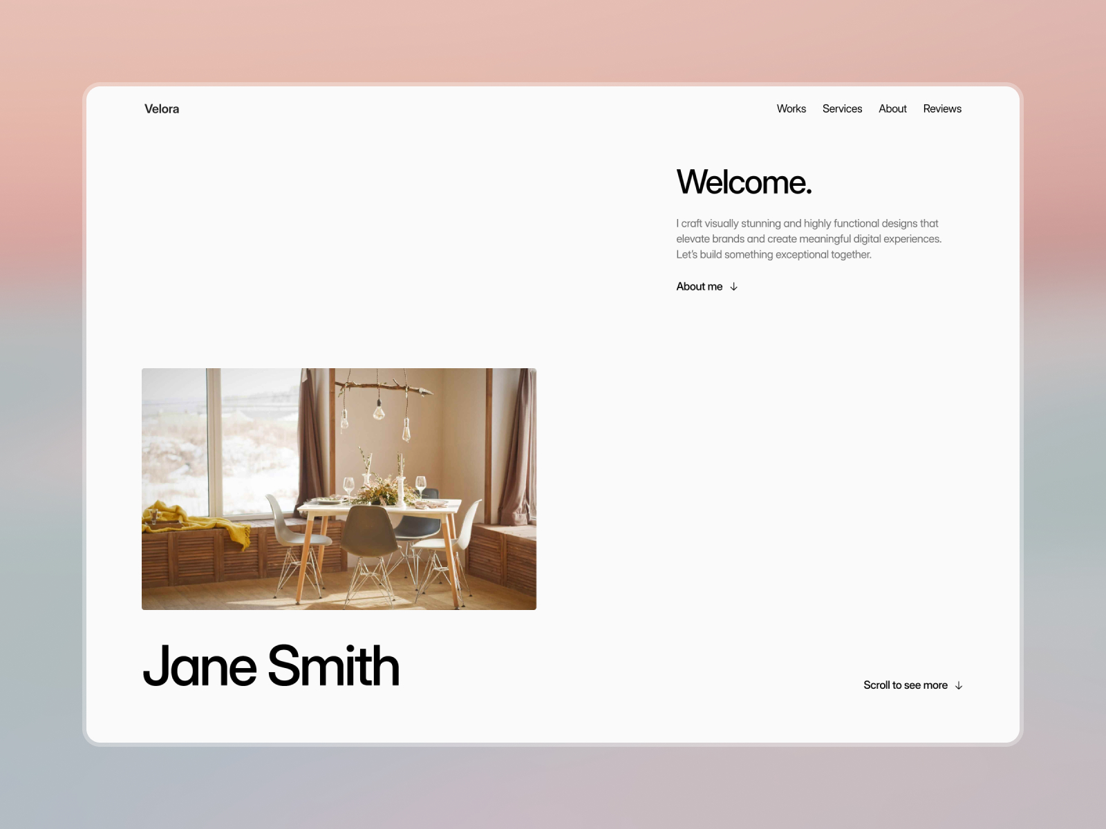 Velora: Free Personal Website Template by Lunis Design — Framer Marketplace