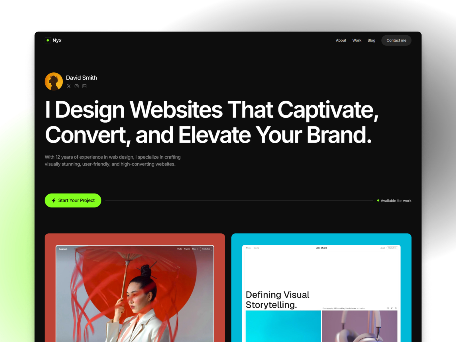 Nyx: Free Portfolio Website Template by Thaer Swailem — Framer Marketplace