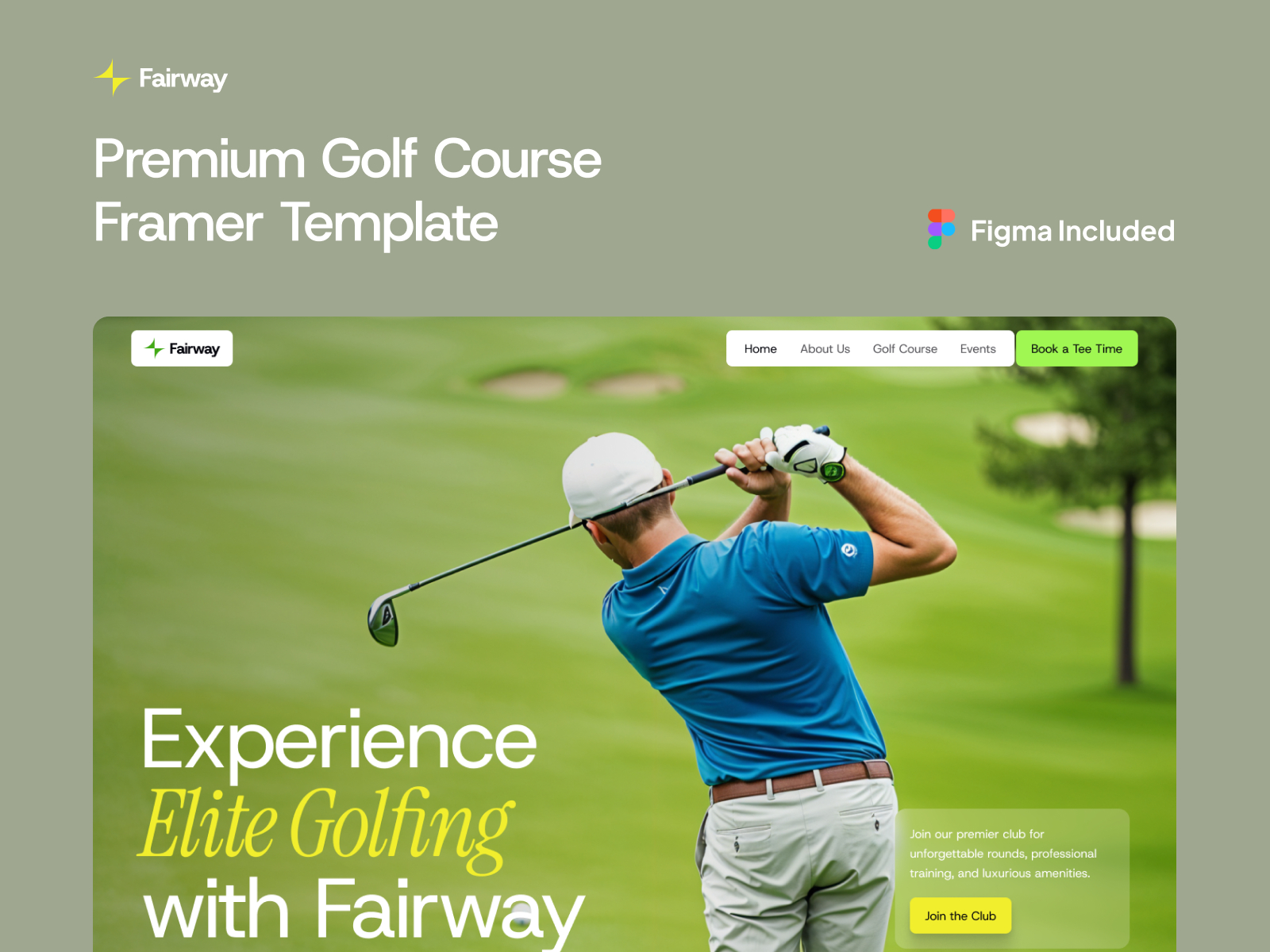 Fairway: Responsive Entertainment Website Template by Framerbite — Framer Marketplace