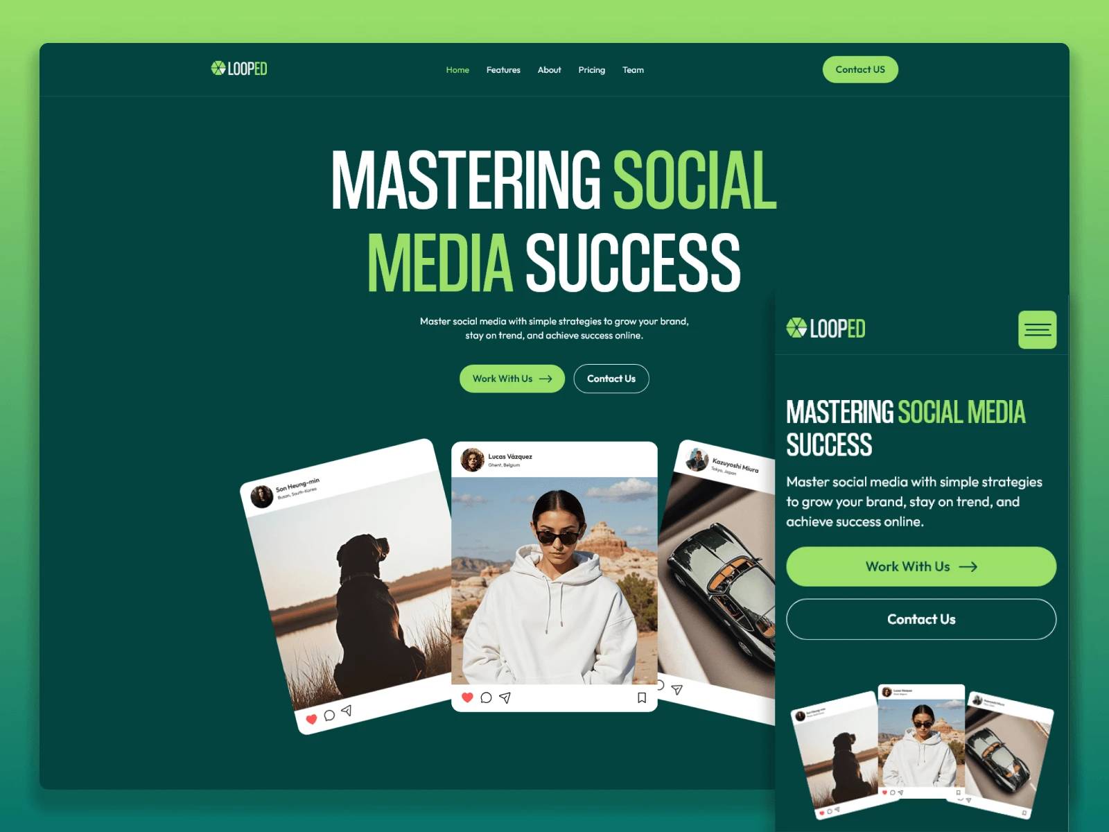 Looped: Responsive Business Website Template by Flow Samurai — Framer ...