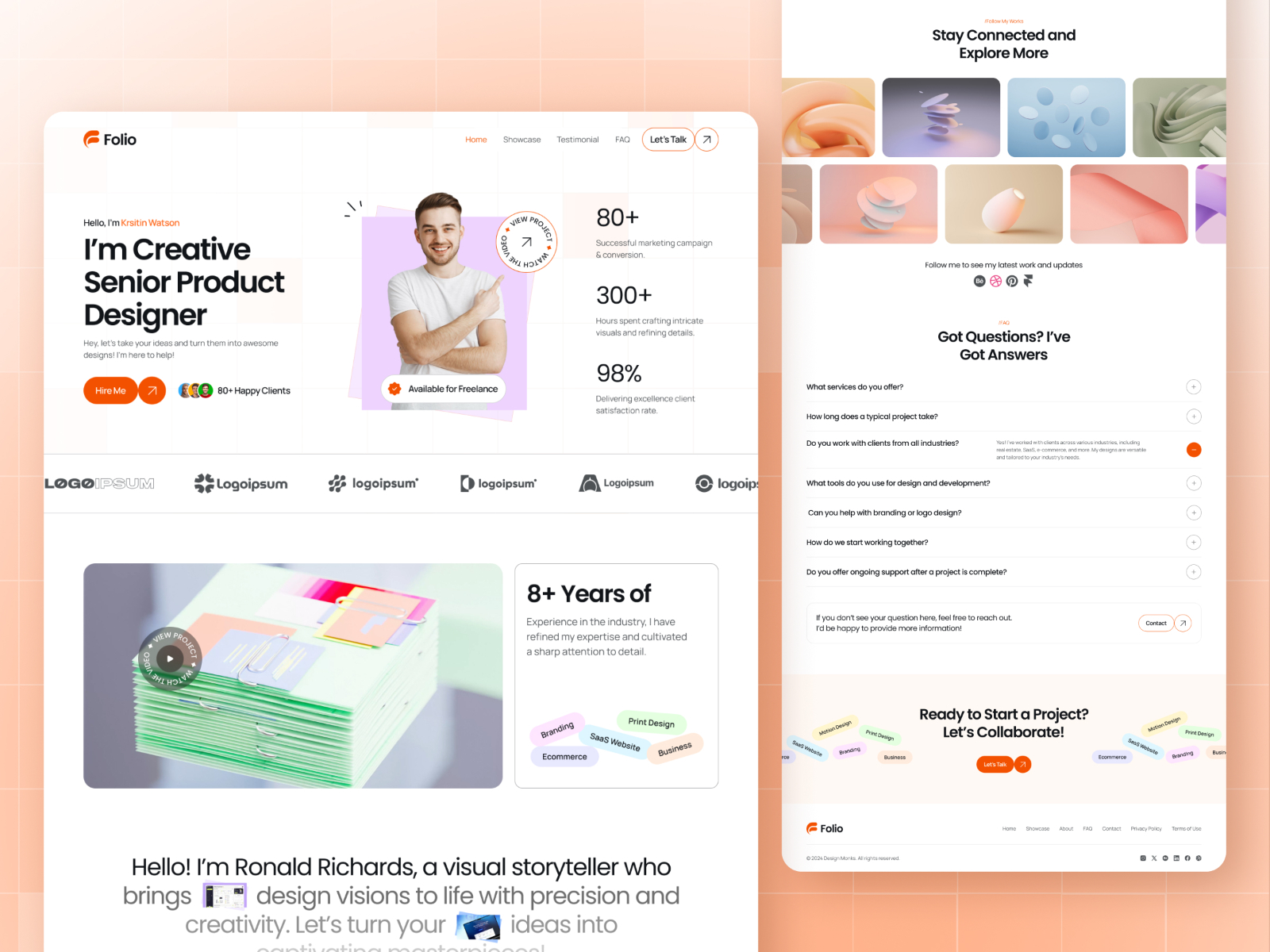 Monks Folio: Responsive Personal Website Template by Design Monks — Framer Marketplace