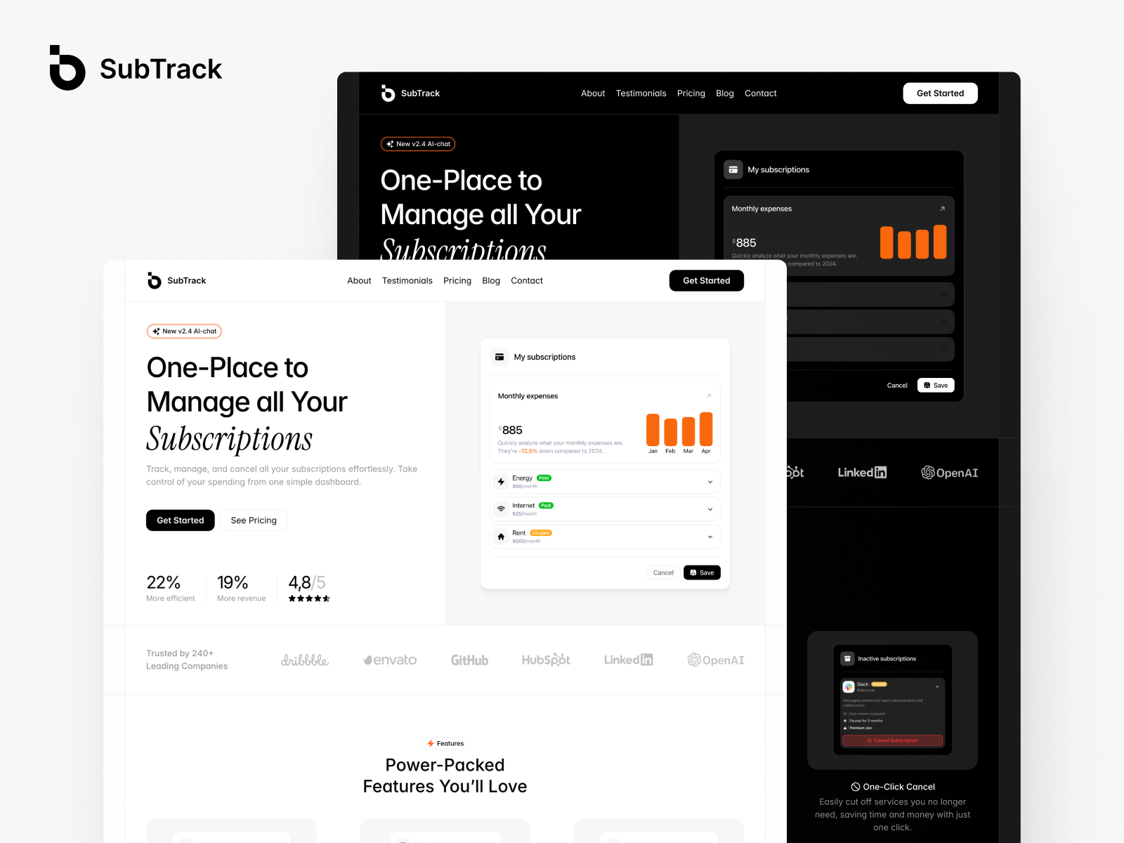 SubTrack: Responsive SaaS Website Template by DOR Design — Framer Marketplace