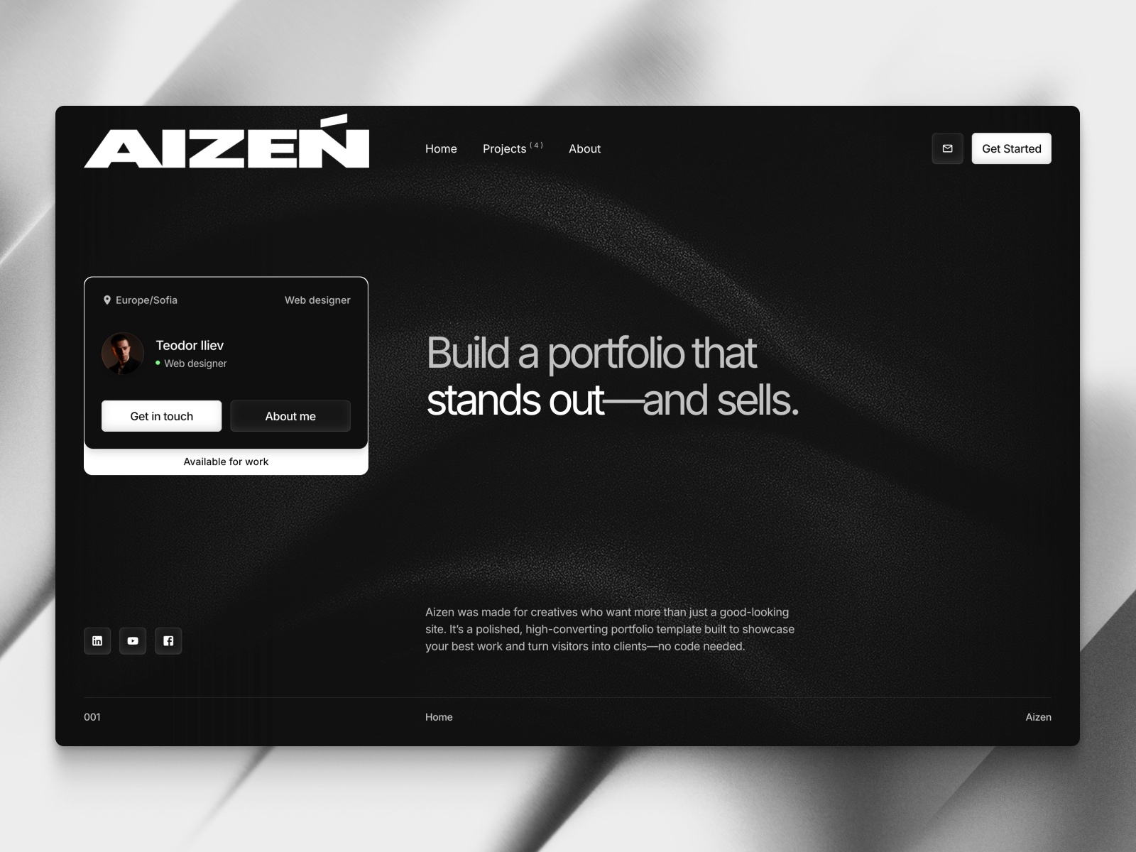 Aizen: Free Personal Website Template by Wize — Framer Marketplace