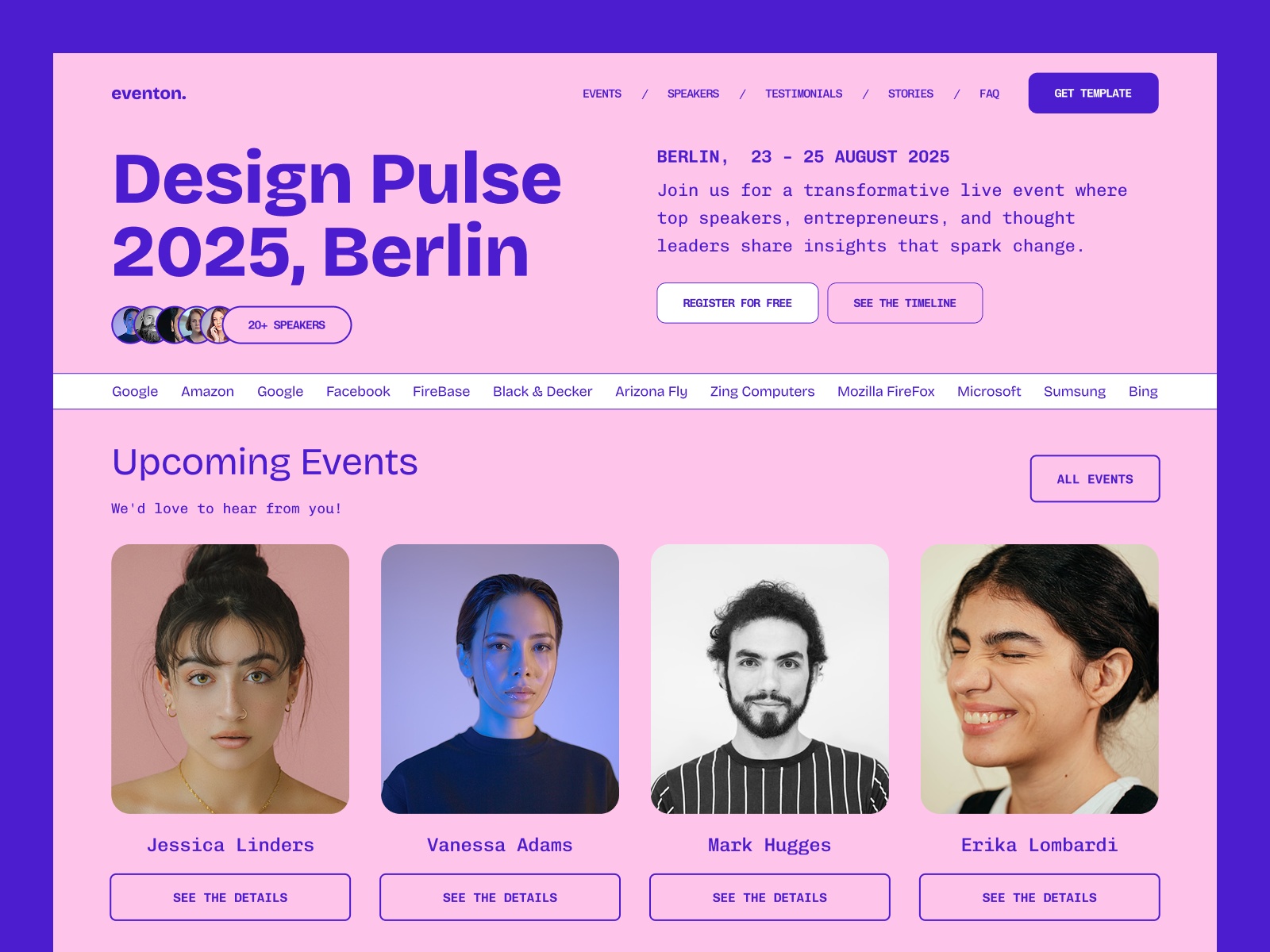 Eventon: Responsive Conference Website Template by giomak — Framer Marketplace