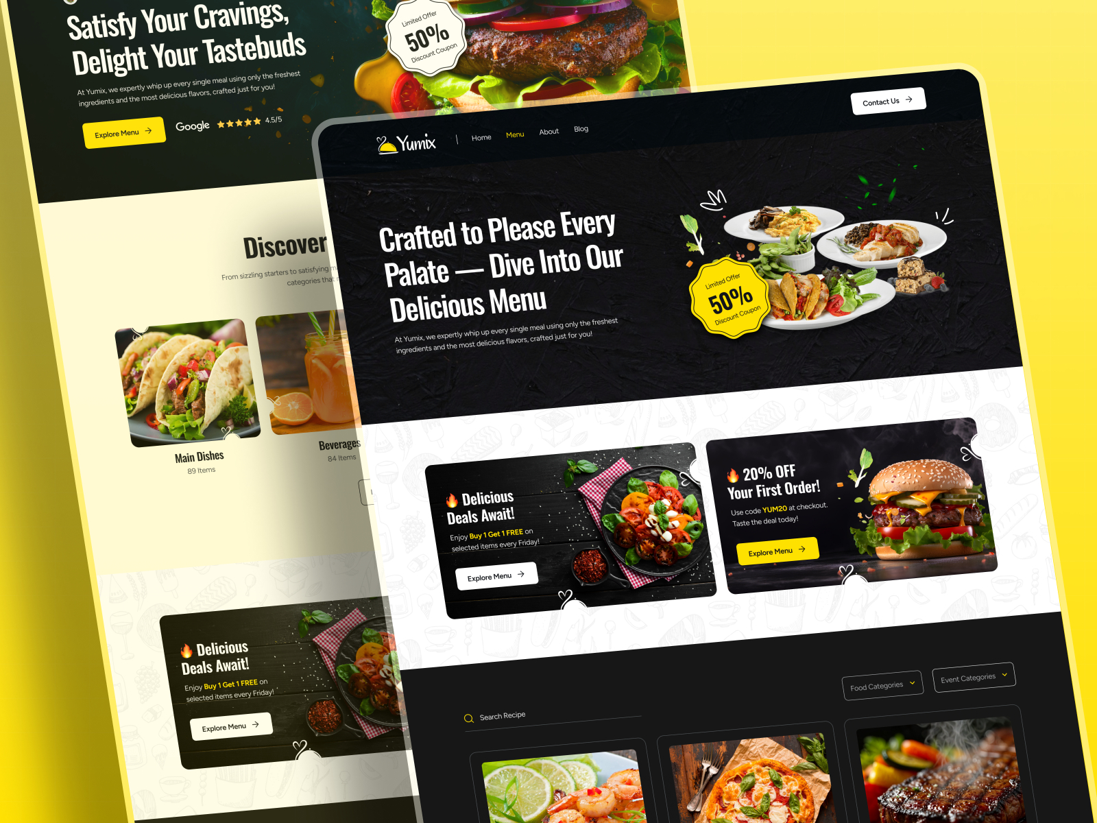 Yumix: Responsive Restaurant Website Template by Design Monks — Framer ...