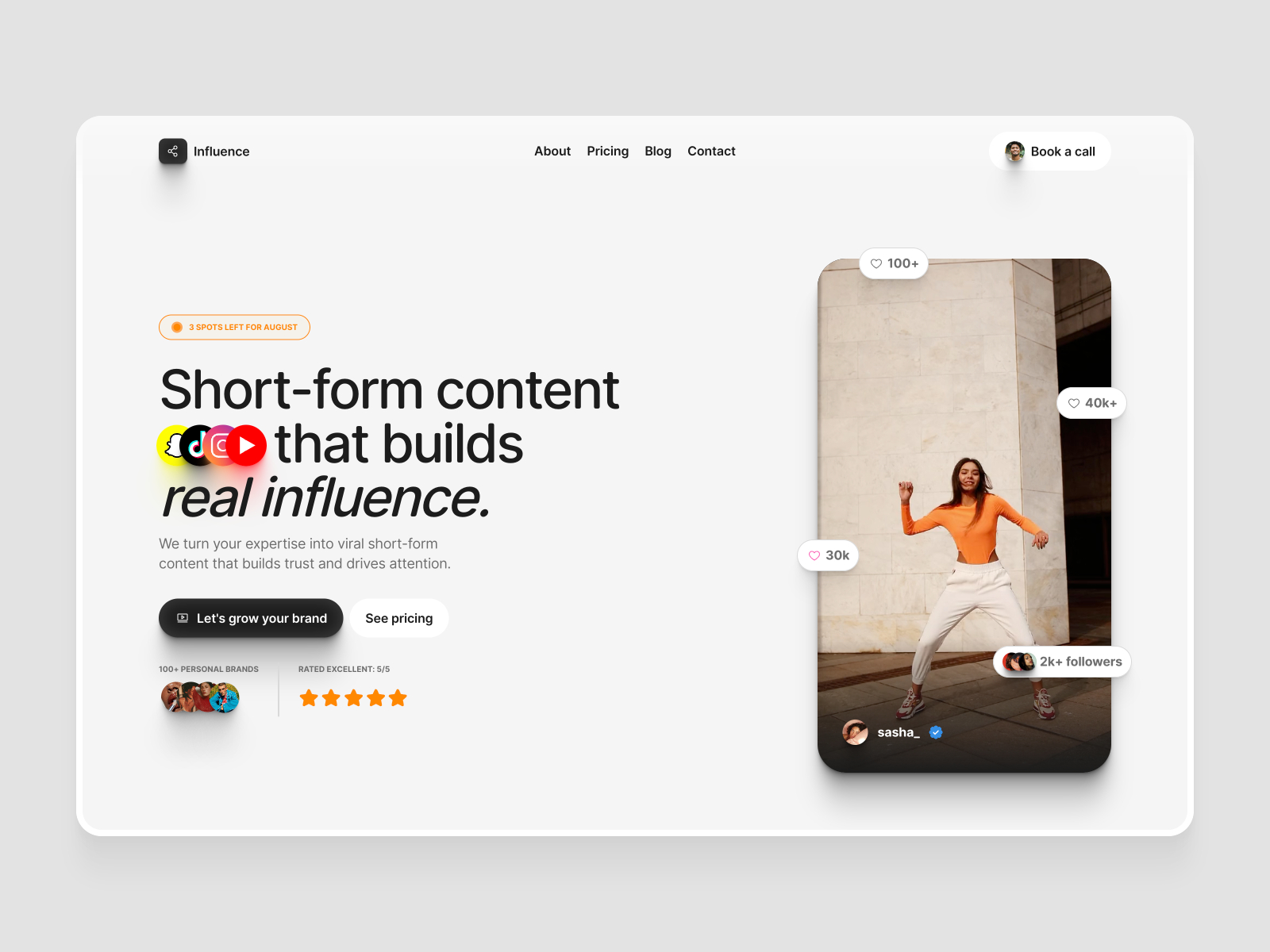 Influence: Responsive Agency Website Template by Ramish Aziz — Framer ...
