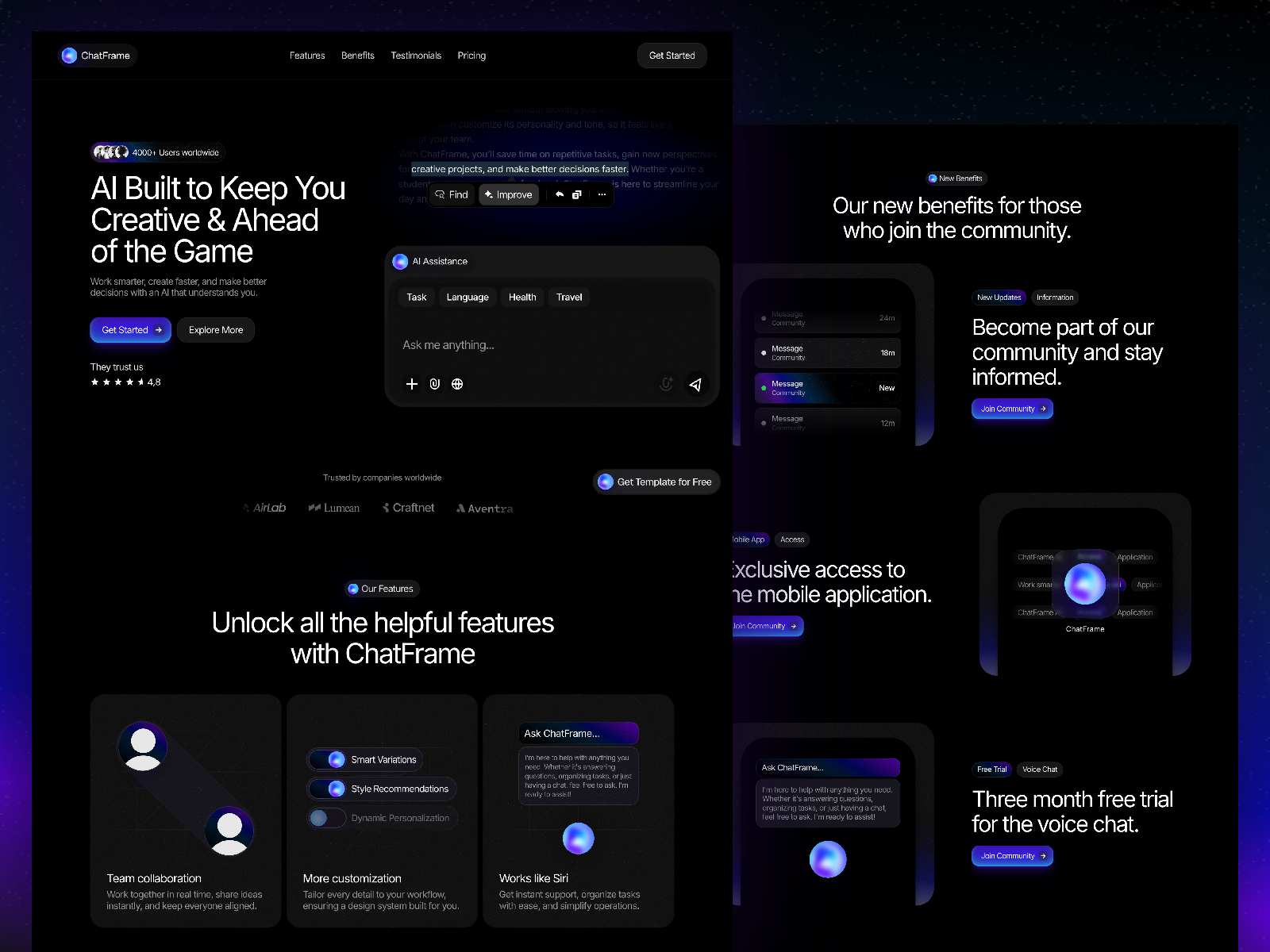 ChatFrame: Free AI Website Template by Peter Design — Framer Marketplace