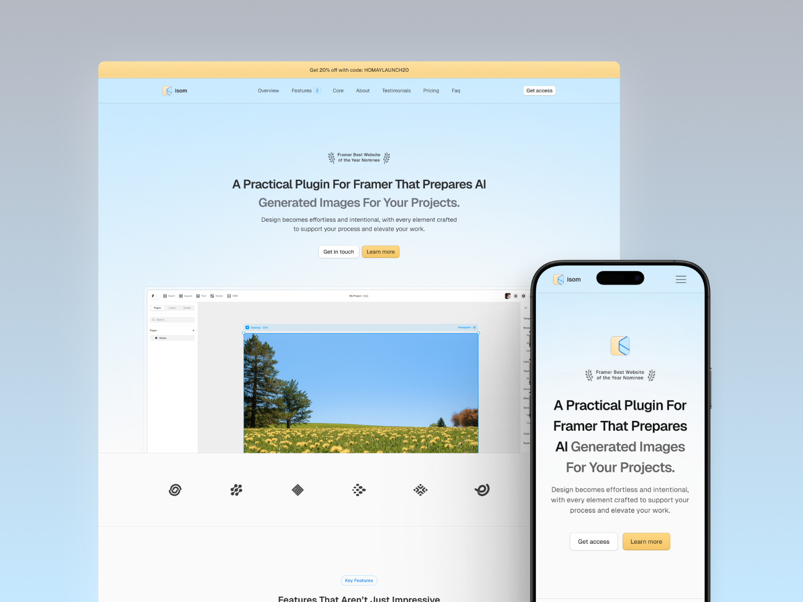 isom: Responsive SaaS Website Template by Sajjad Mo Nia — Framer Marketplace