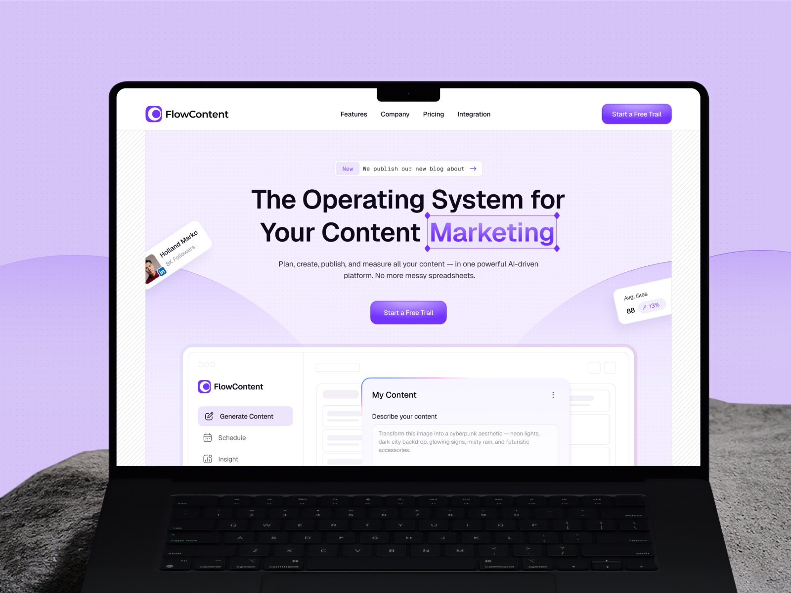 FlowContent: Responsive AI Website Template by Grabui Library — Framer Marketplace