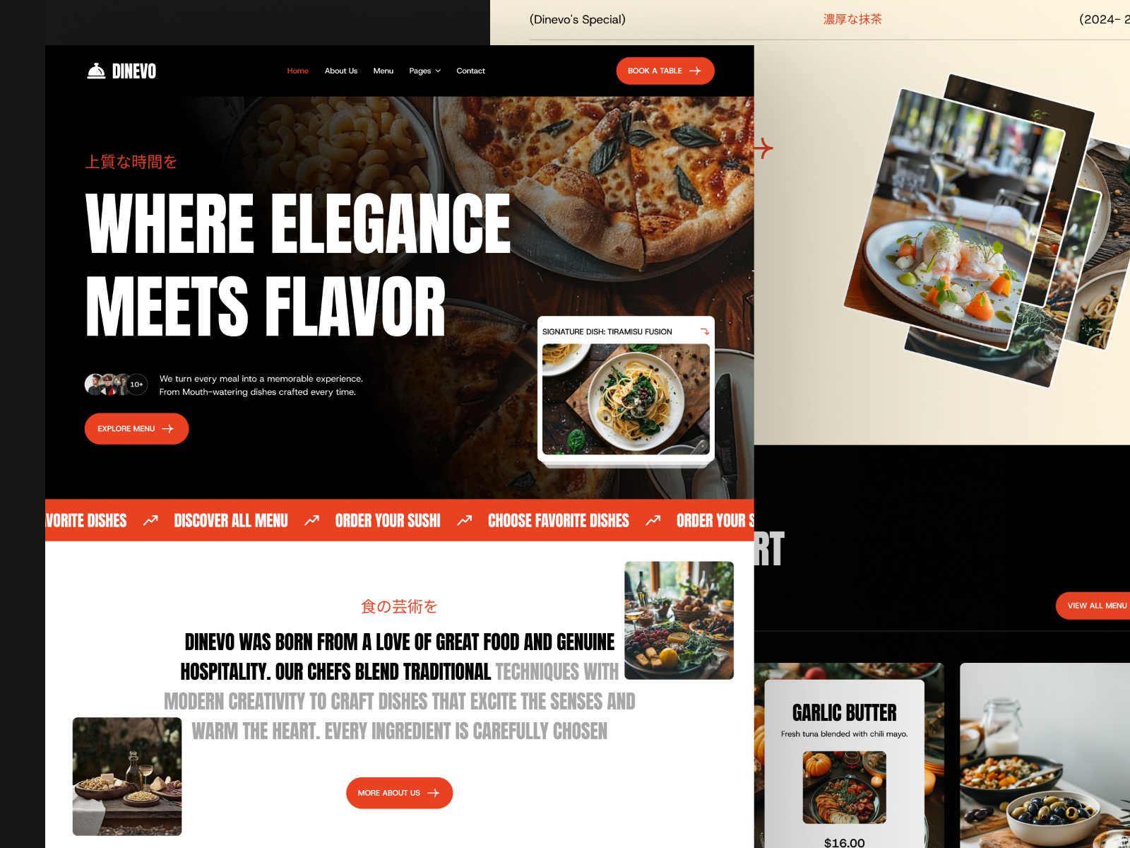 Dinevo: Responsive Restaurant Website Template by Pentaclay — Framer ...