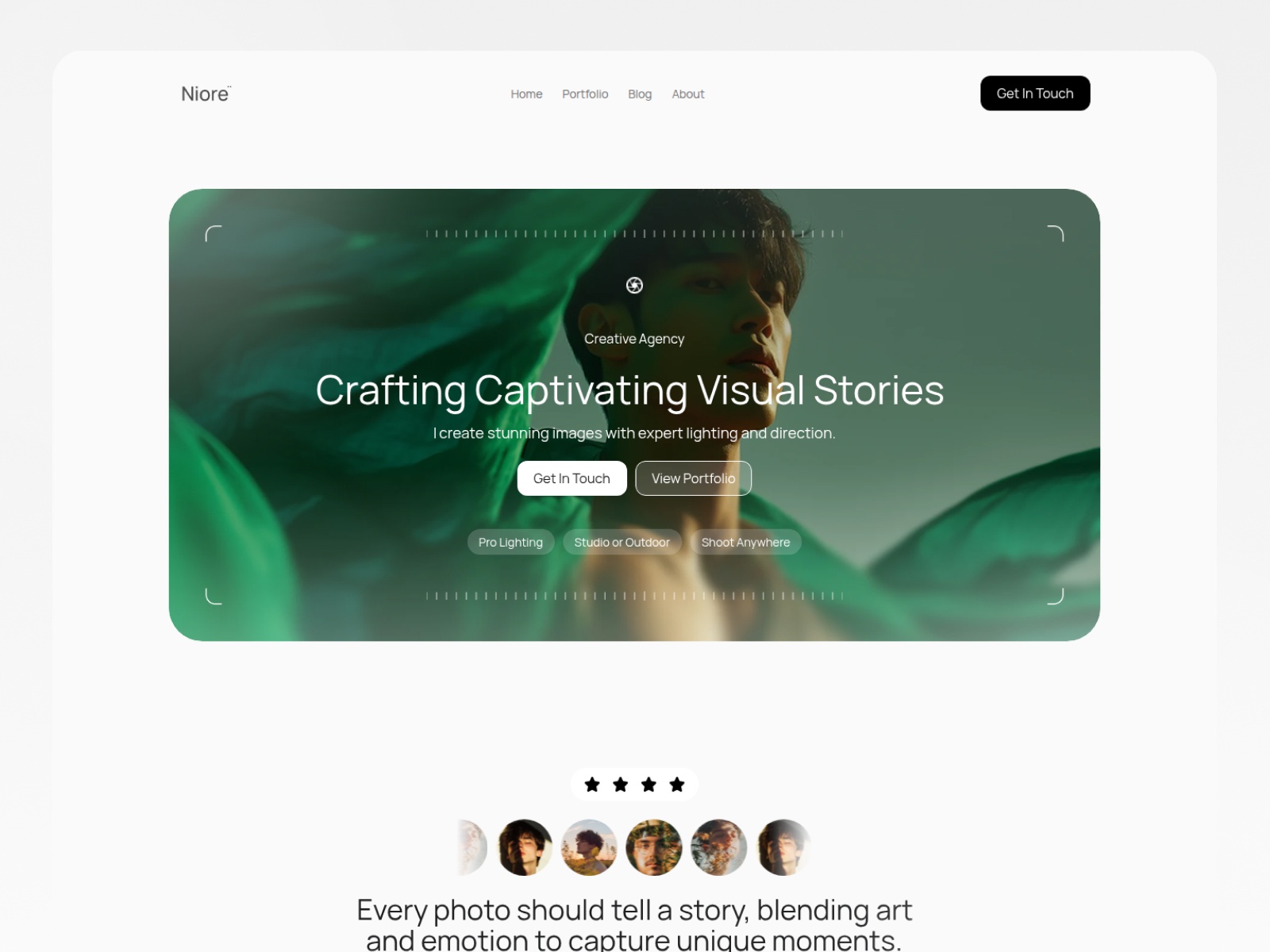 Niore: Free Photography Website Template by jodysaptra — Framer Marketplace