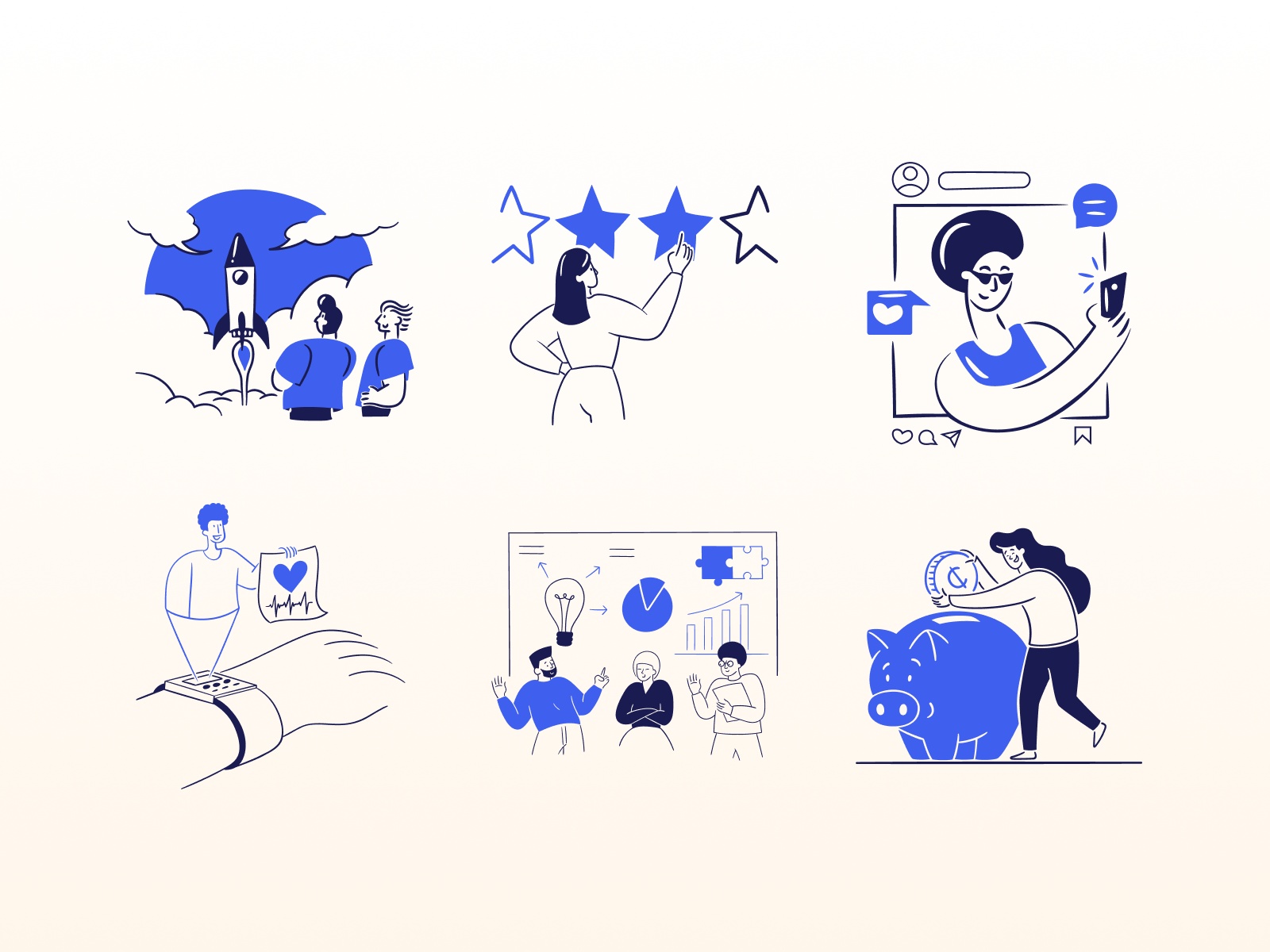 SaaS Illustrations: Premium Vectors by Jakub Hupka — Framer Marketplace